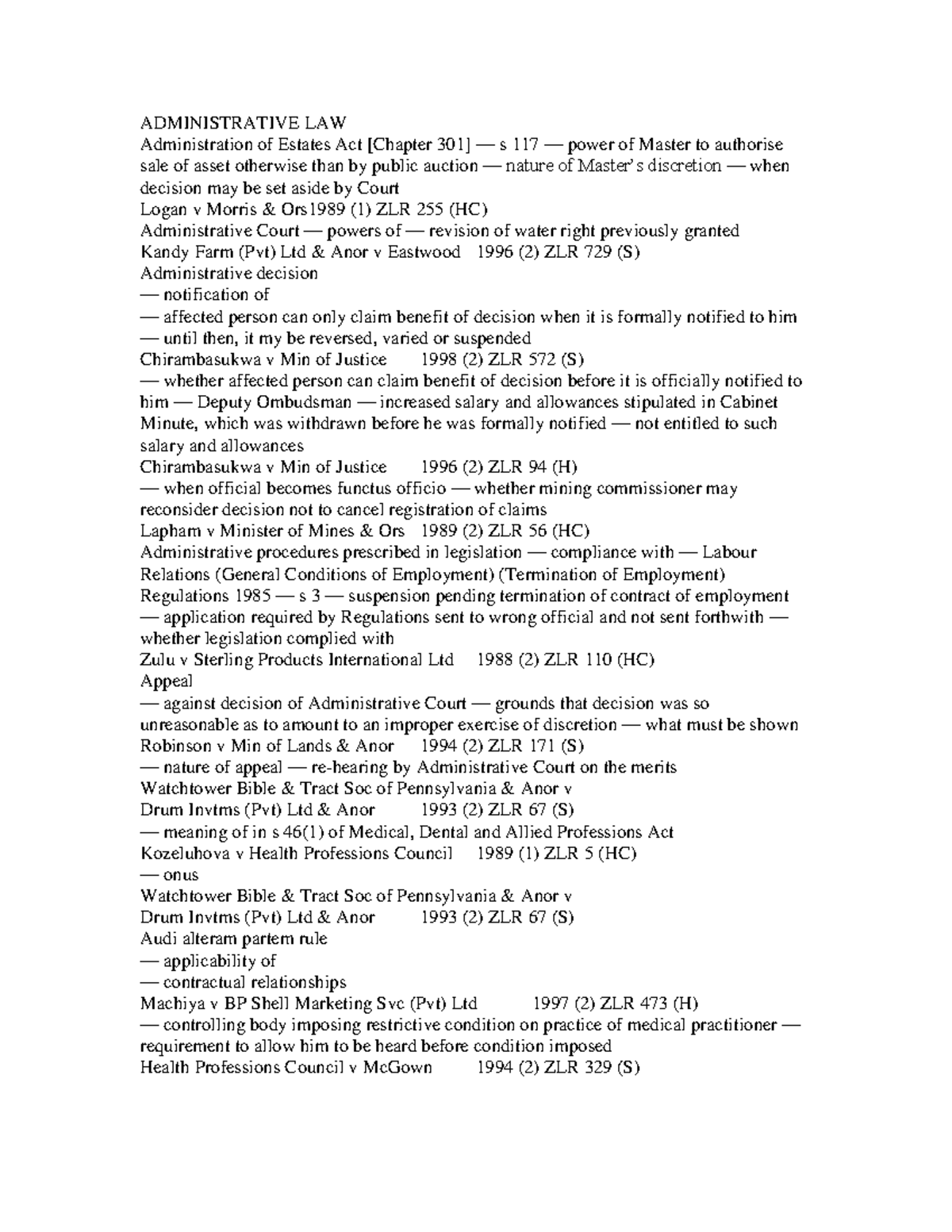 Administrative LAW - ADMINISTRATIVE LAW Administration of Estates Act ...