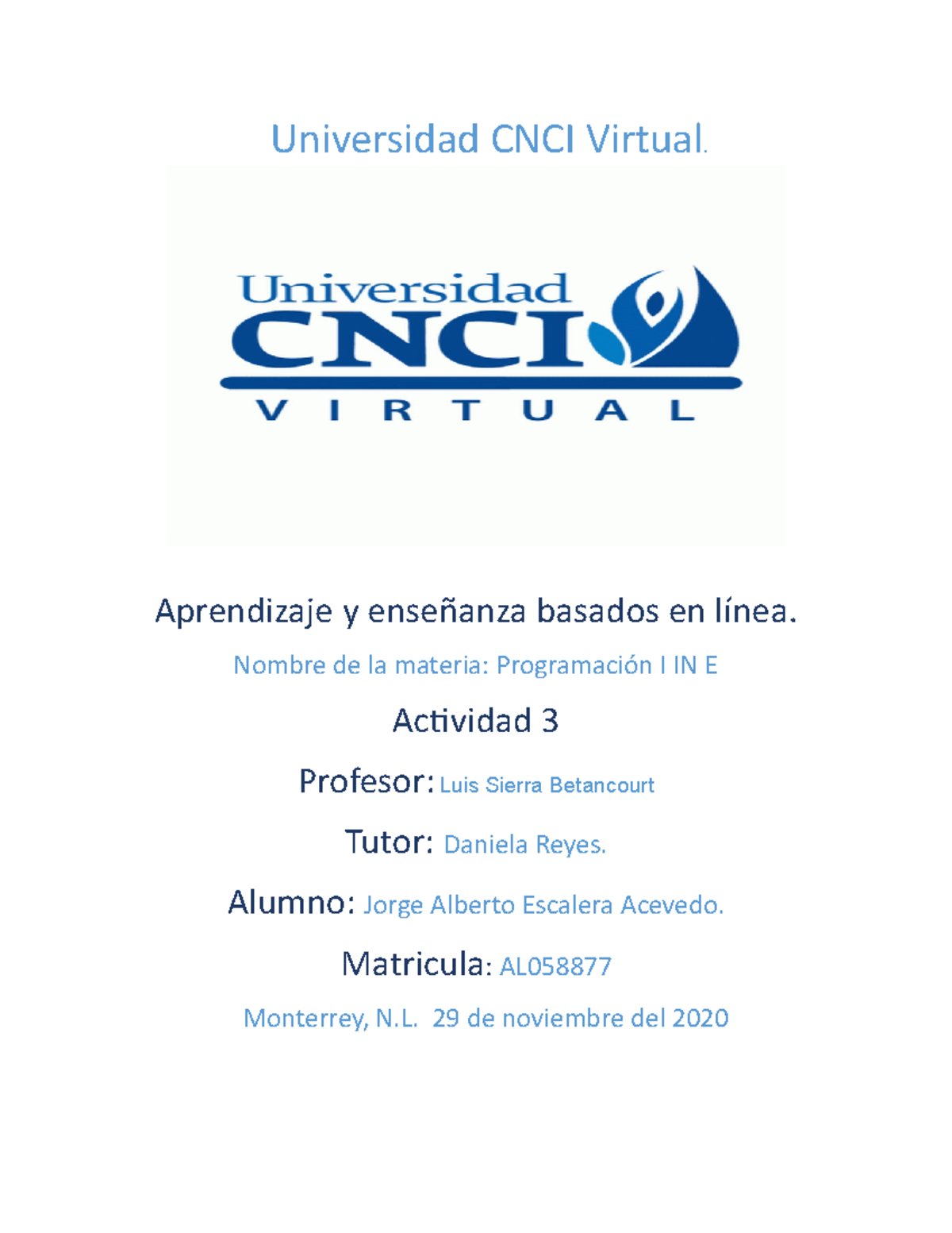 Universidad CNCI Virtual Programacion 3 - Universidad CNCI Virtual ...
