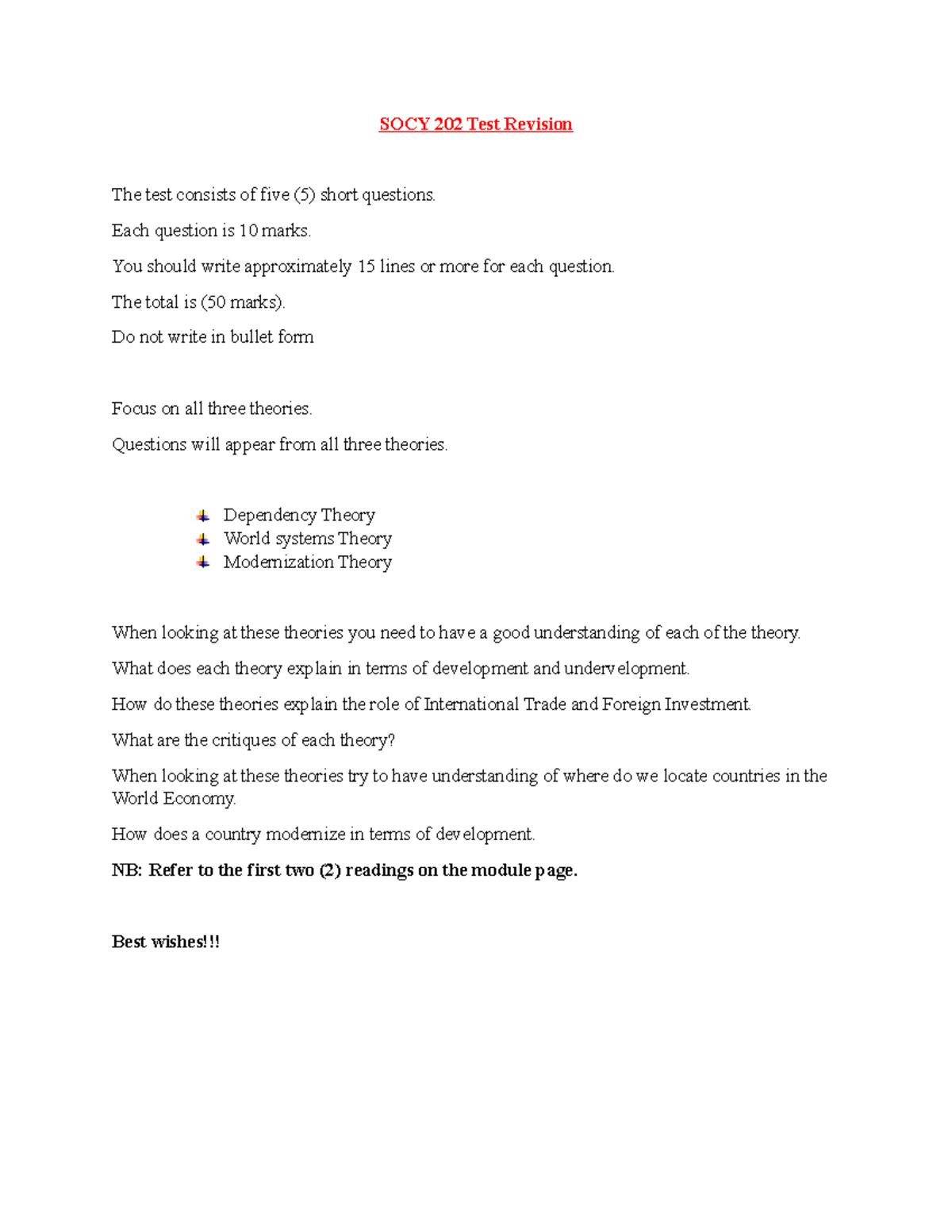 SOCY 202 Test Revision - SOCY 202 Test Revision The test consists of ...