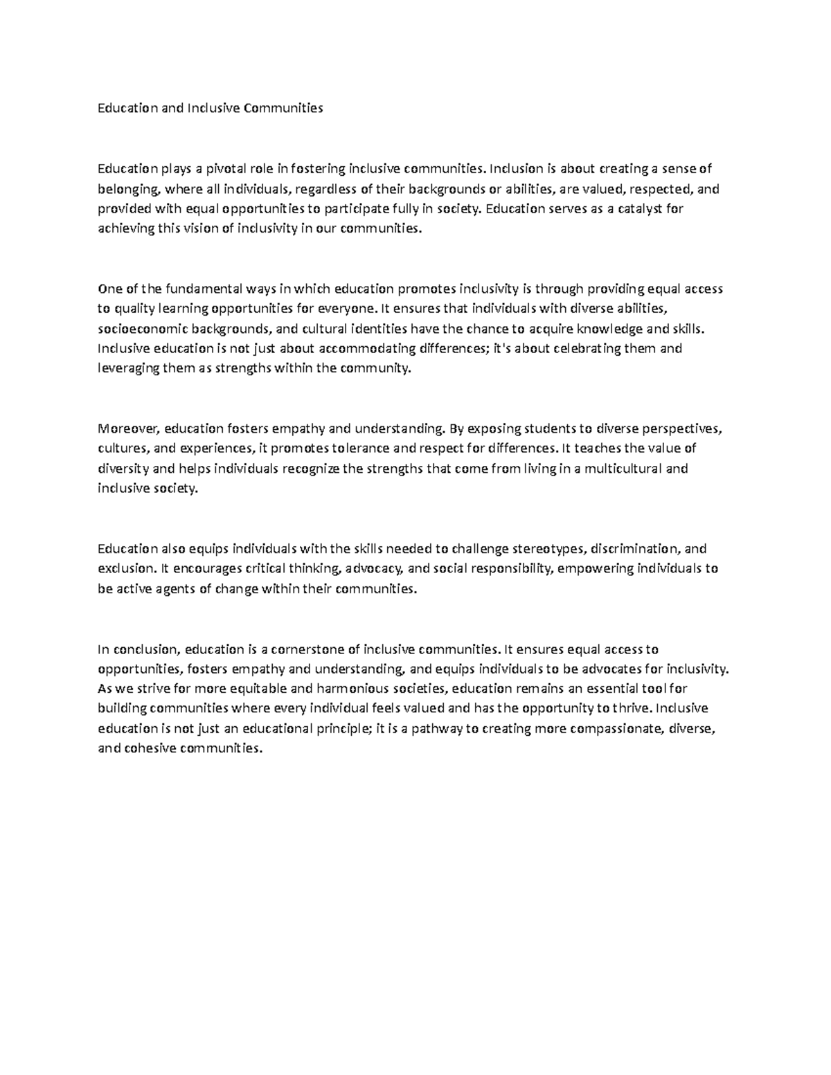 Education and Inclusive Communities - Education and Inclusive ...