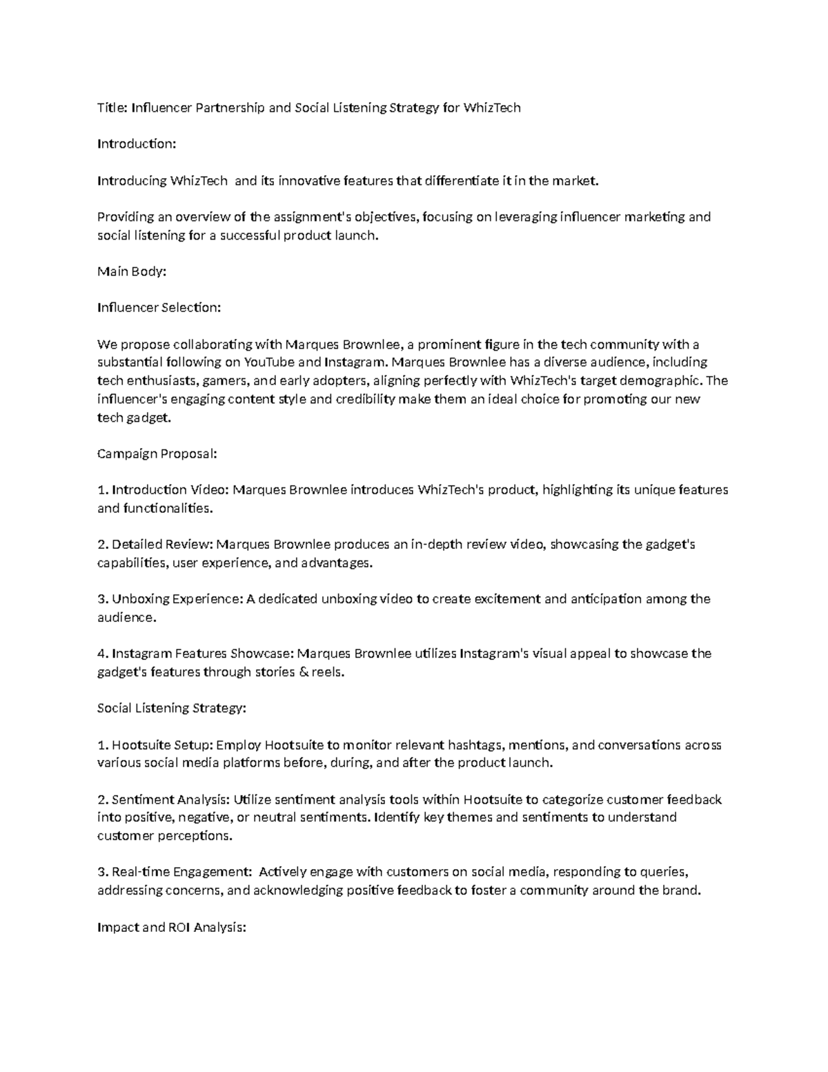 Influencer Partnership Proposal - Title: Influencer Partnership and ...