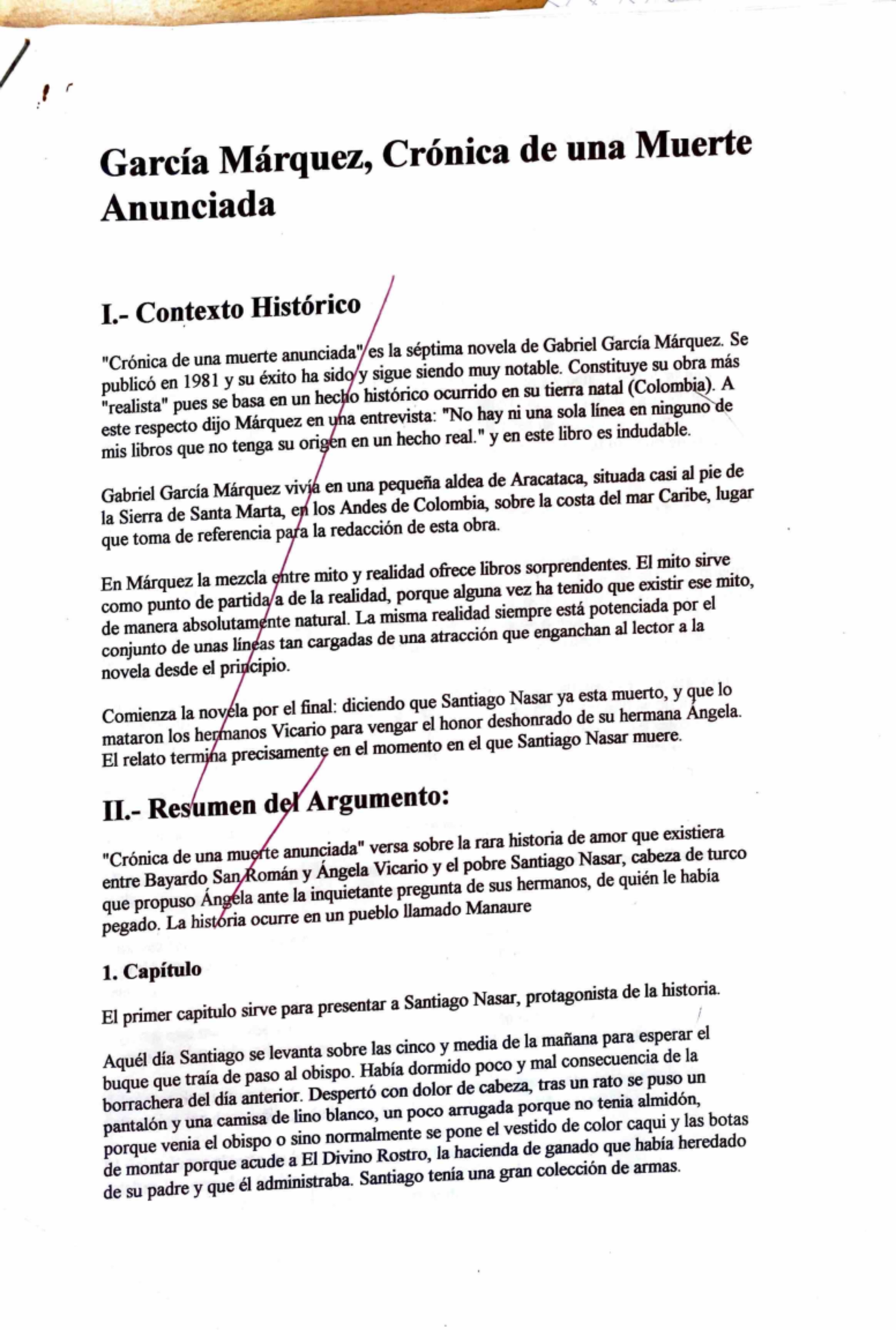 Cronicas de una muerte anunciada Resumen - I , r García Márquez ...