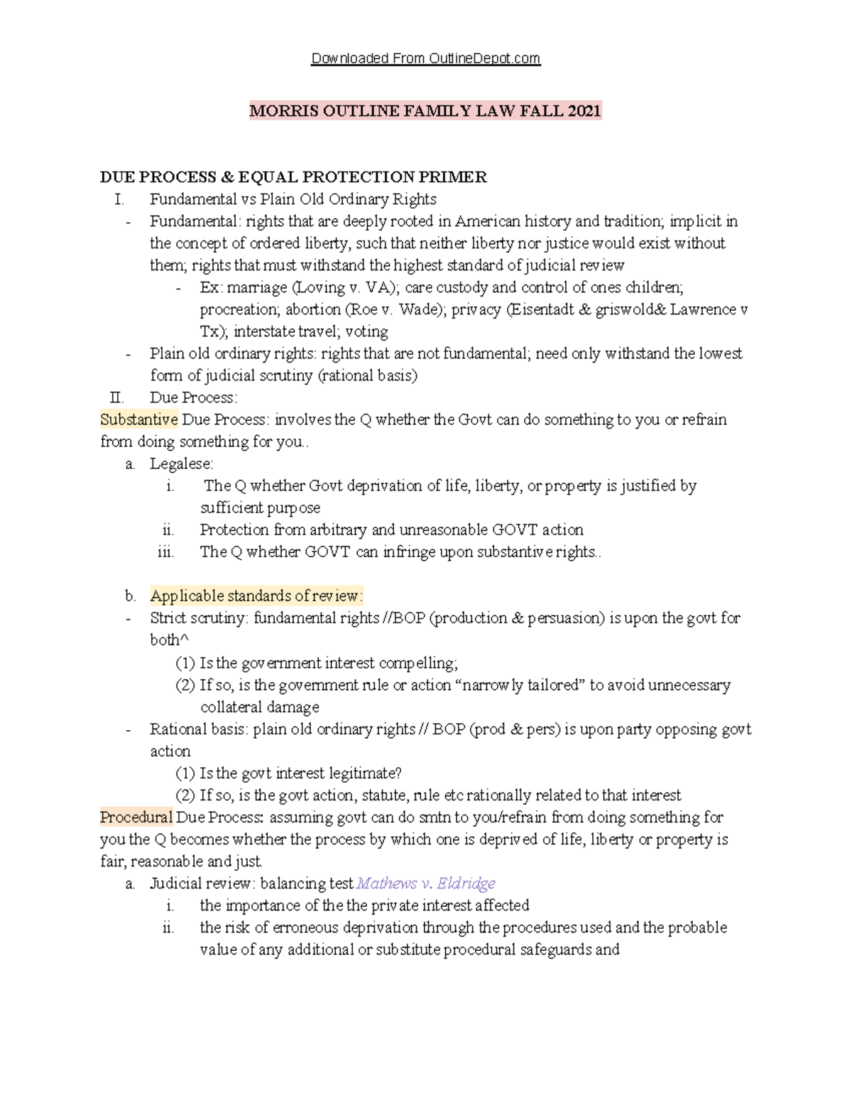 Morris Family Law Fall 2021 unlocked - MORRIS OUTLINE FAMILY LAW FALL ...