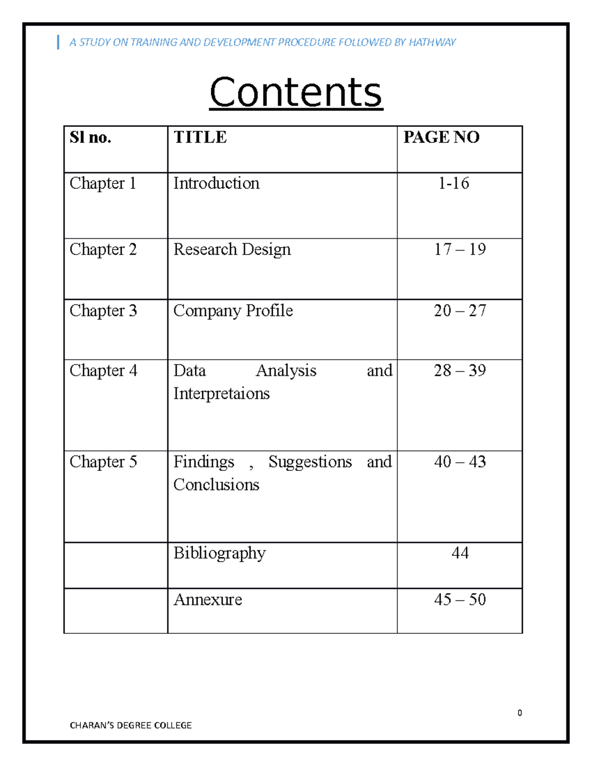 Research report - Contents Sl no. TITLE PAGE NO Chapter 1 Introduction 1- Chapter 2 Research ...