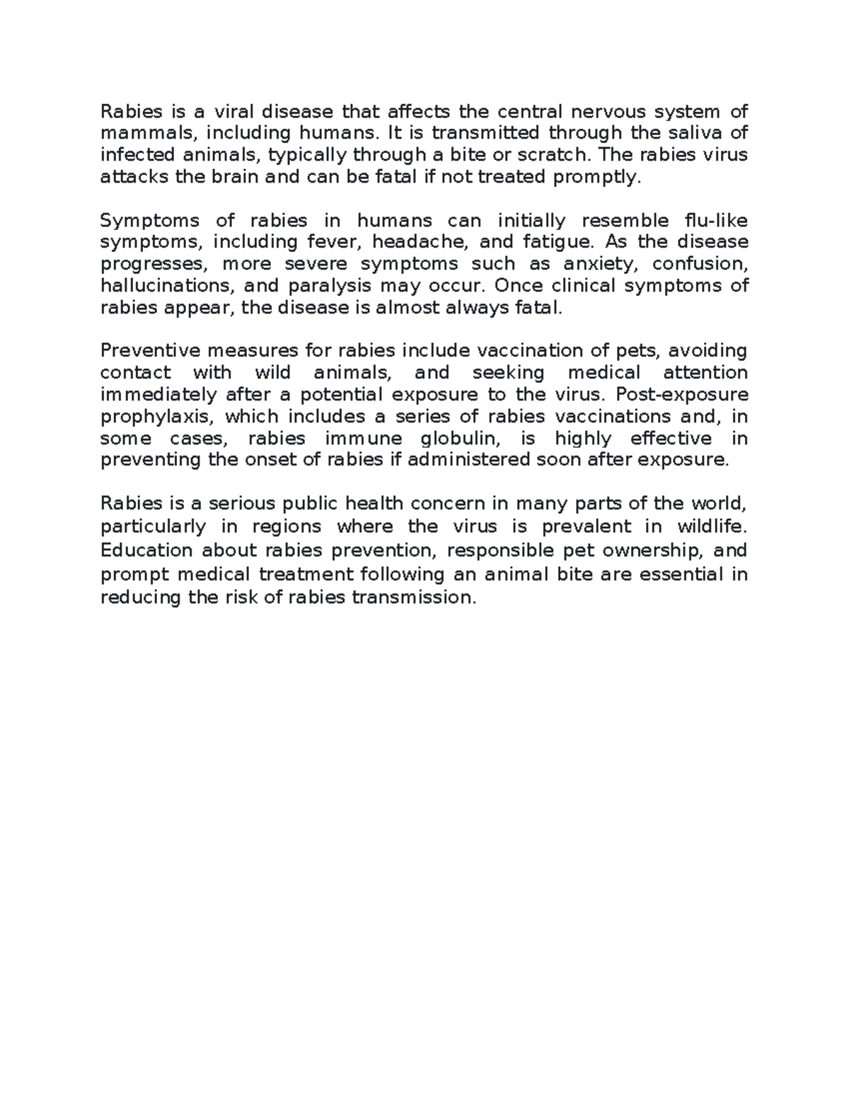 Microbiology- Rabies - Rabies is a viral disease that affects the ...