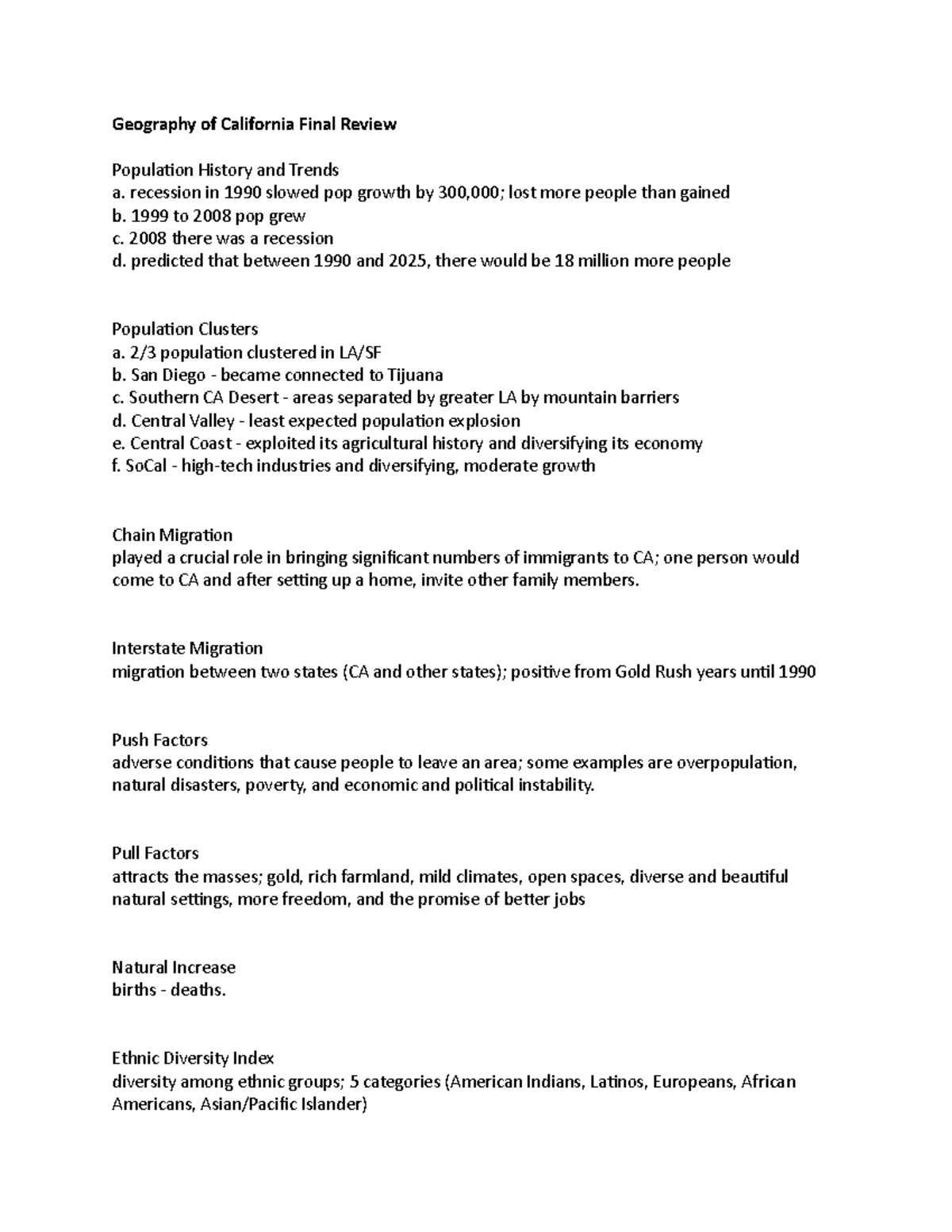 Geography of California Final Review - Geography of California Final ...
