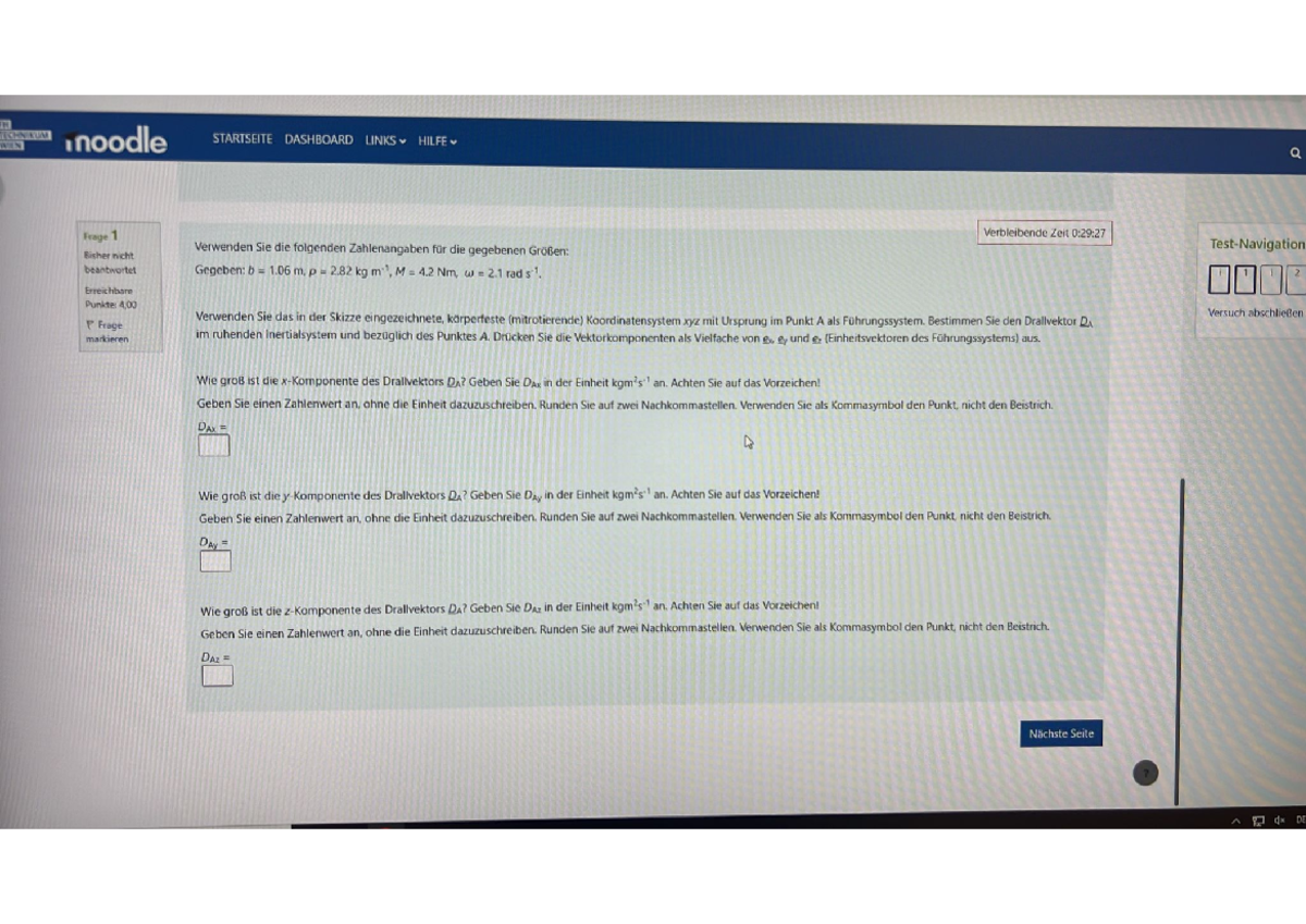 Minitest 2 Neu - Moodle Test - Höhere Kinetik - Studocu