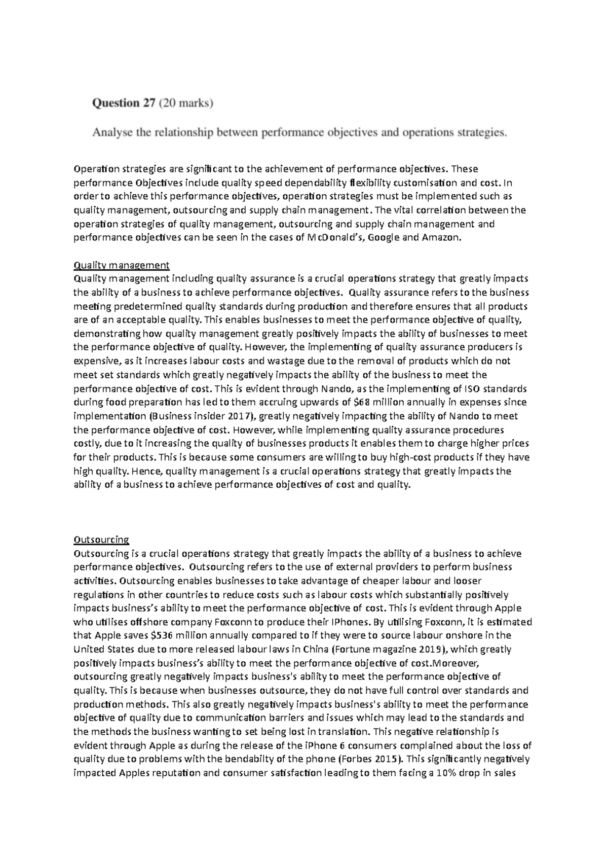 Essay operation - Operation strategies are significant to the ...