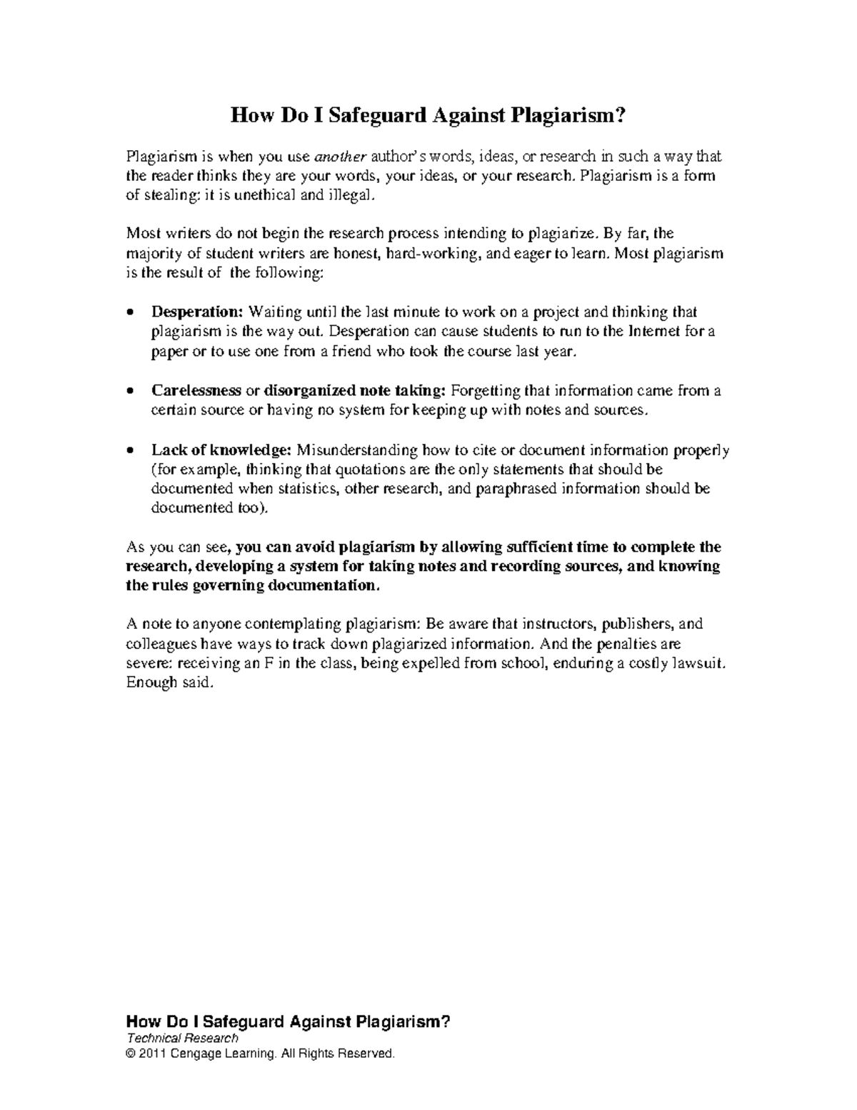Handout 2-How Do I Safeguard Against Plagiarism - How Do I Safeguard ...