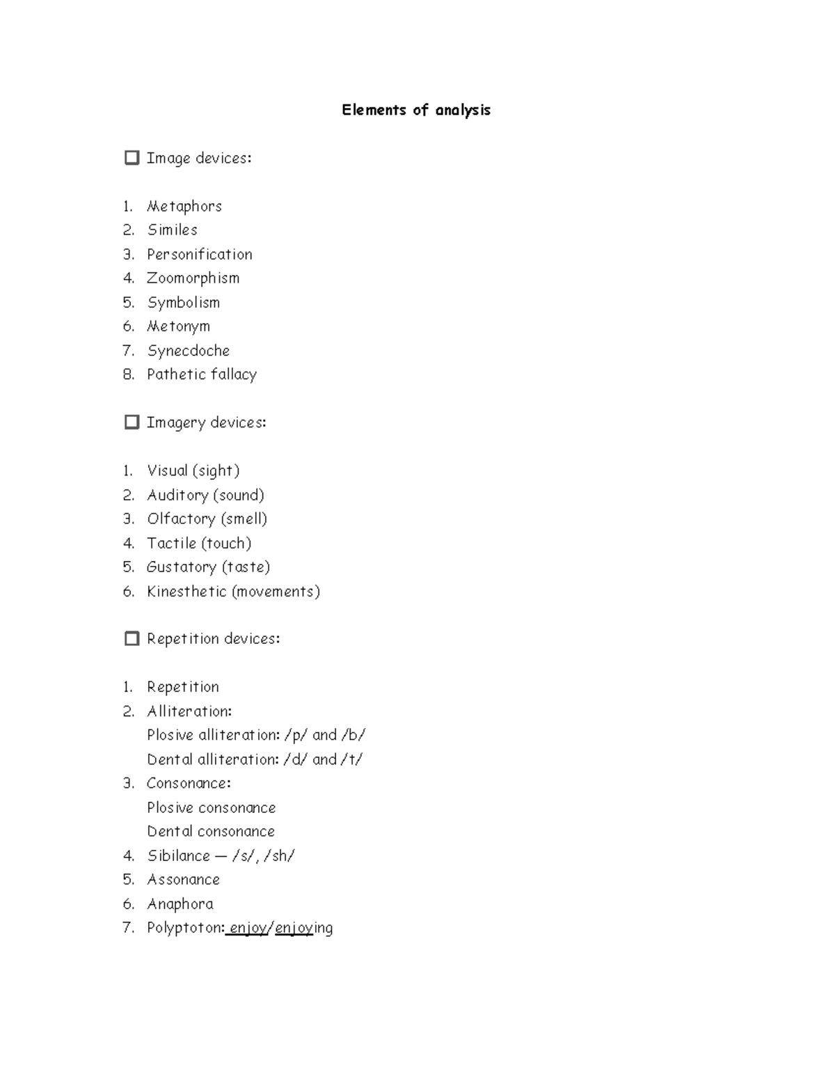 Elements of Analysis - NEgi Padre 's Owrk - Elements of analysis Image ...