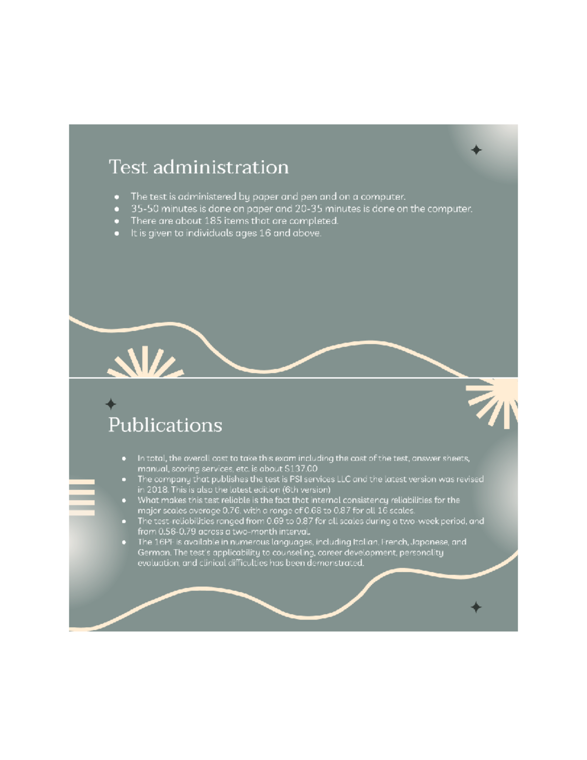 16 PF powerpoint - PSY 320-02 - Studocu