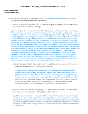 D253 Task 1 - task 1 - D253 – Values-Based Leadership - Task 1 Template ...