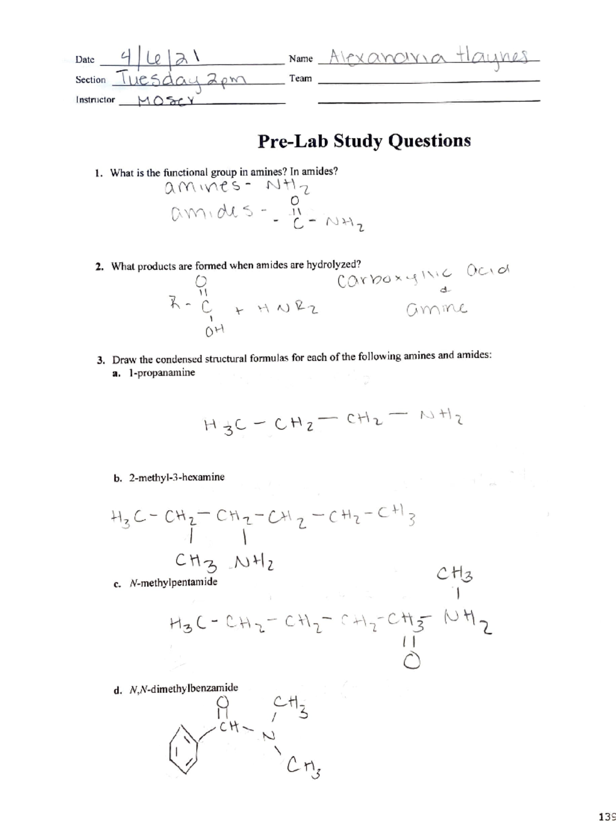 Chem Lab Questions - Date j I le \ 0 \ Nam e Secti on \ \ !Cd(A ;;2, (2 ...