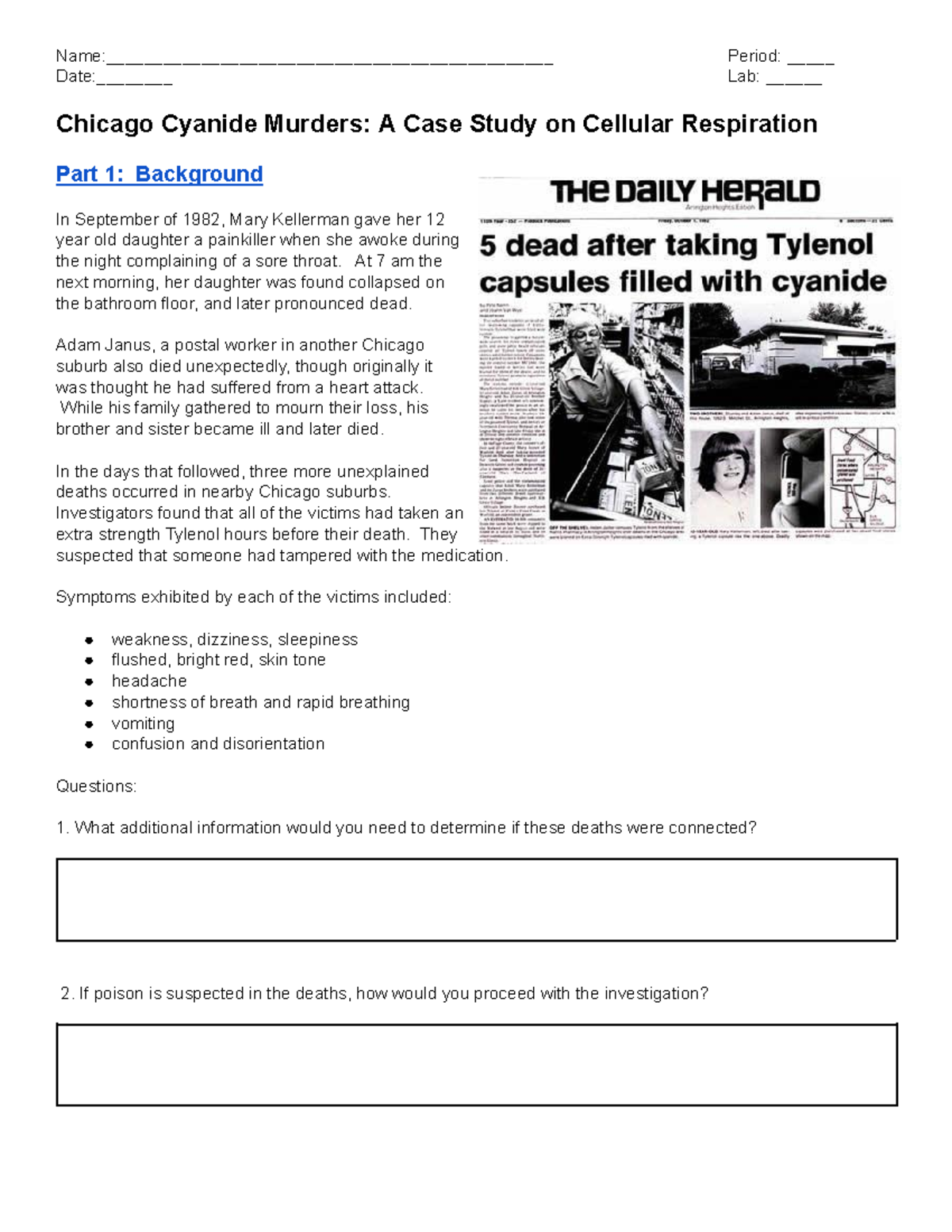 Chicago Cyanide Murders - Name ...