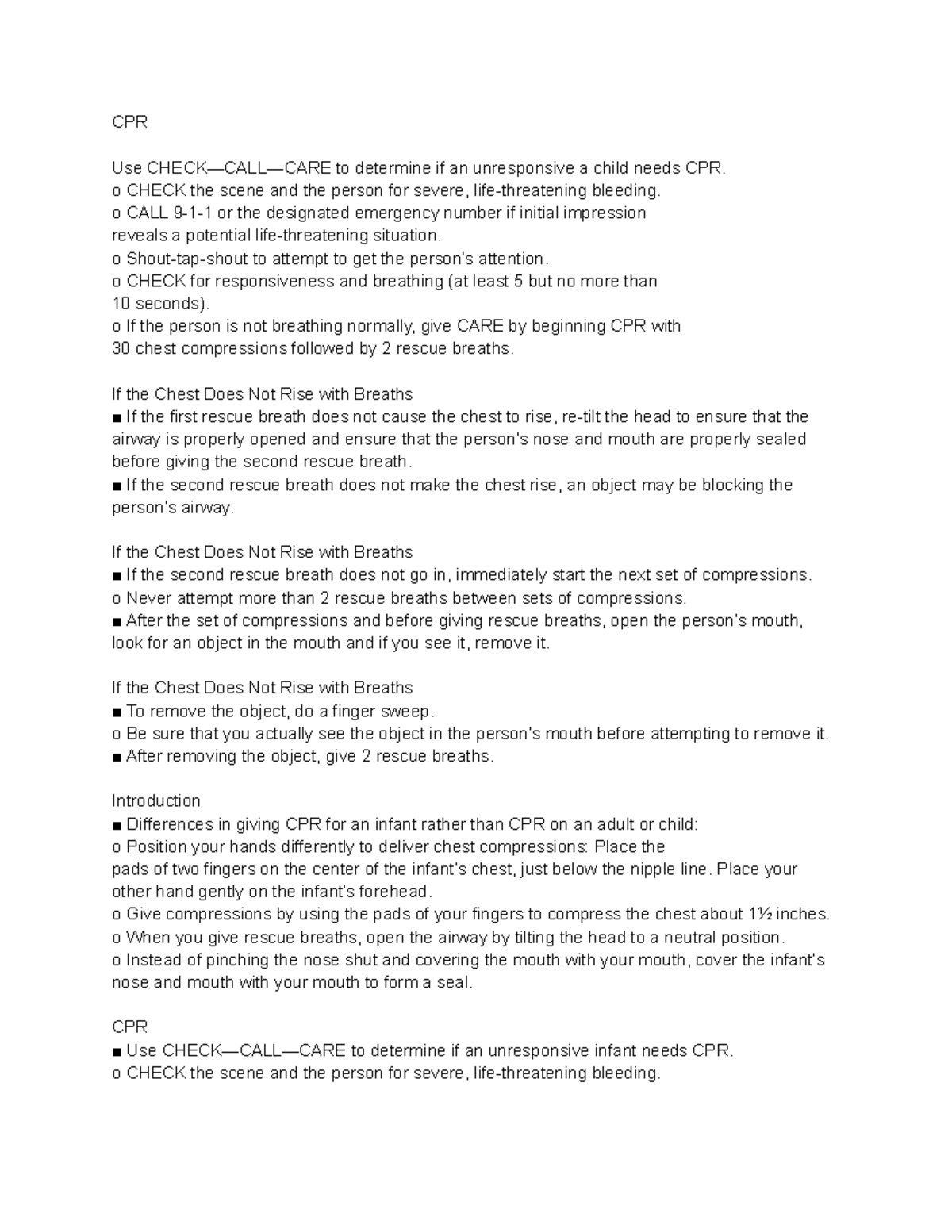 Responding to Emergencies pt3-HPEM - CPR Use CHECK—CALL—CARE to ...