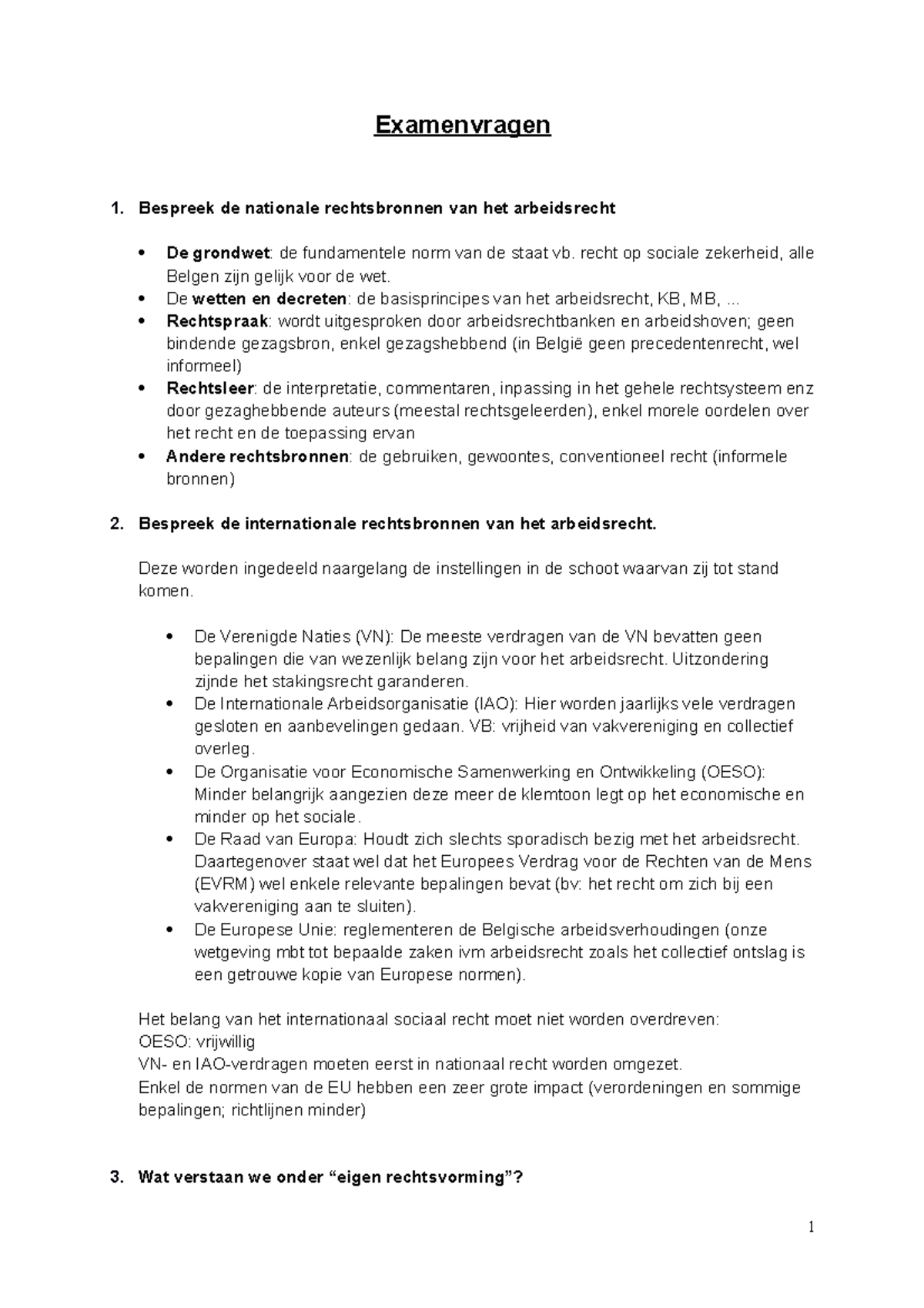 Proef/oefen tentamen 2016, vragen en antwoorden - Examenvragen 1. Bespreek de nationale - Studocu