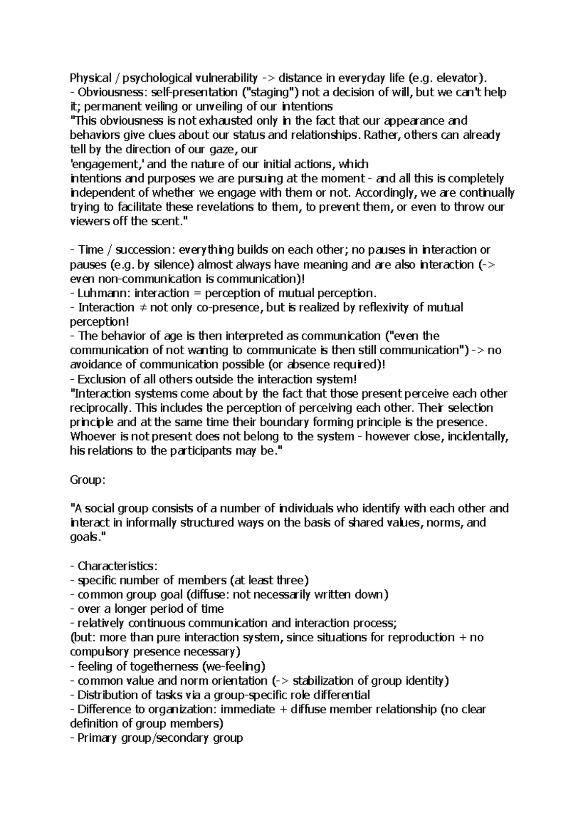 Physical - Sociology Notes - Physical / psychological vulnerability ...