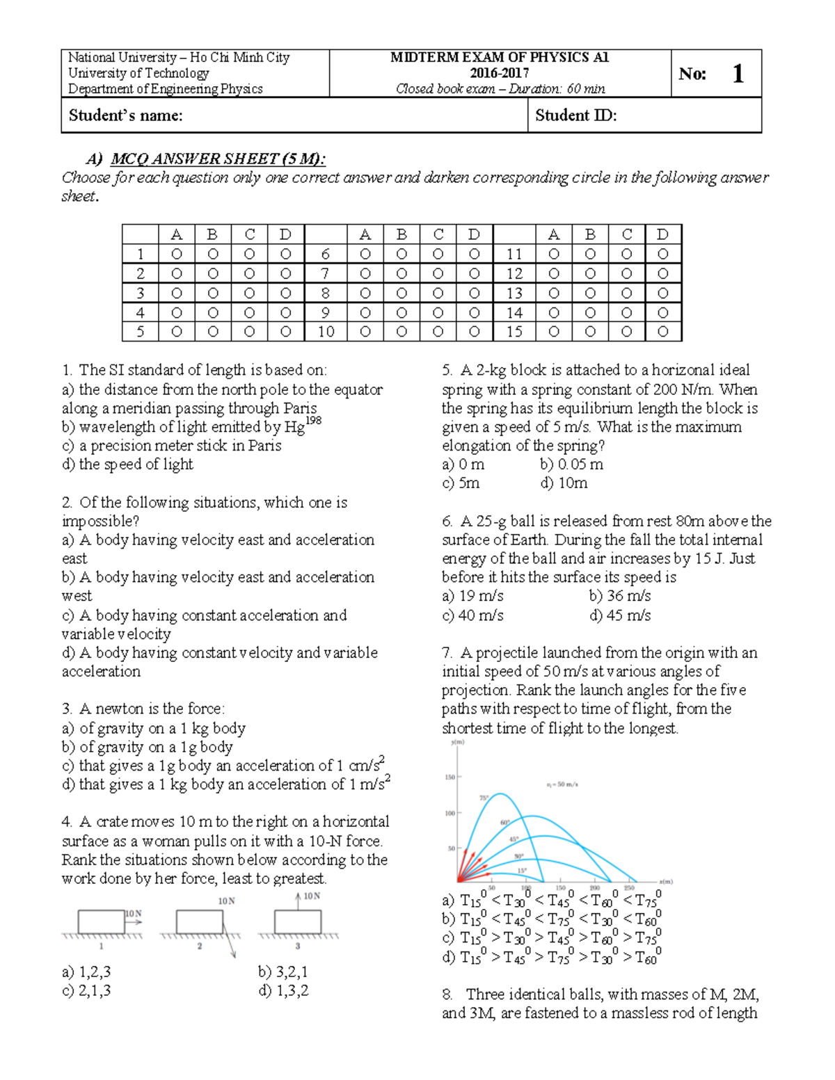 Midterm Exam A 1-2016 hk2-1 - National University – Ho Chi Minh City ...