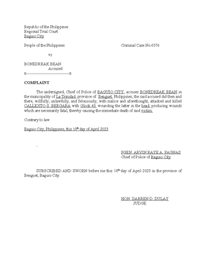 Prayer - Legal forms fro Complaint - Republic of the Philippines COURT ...