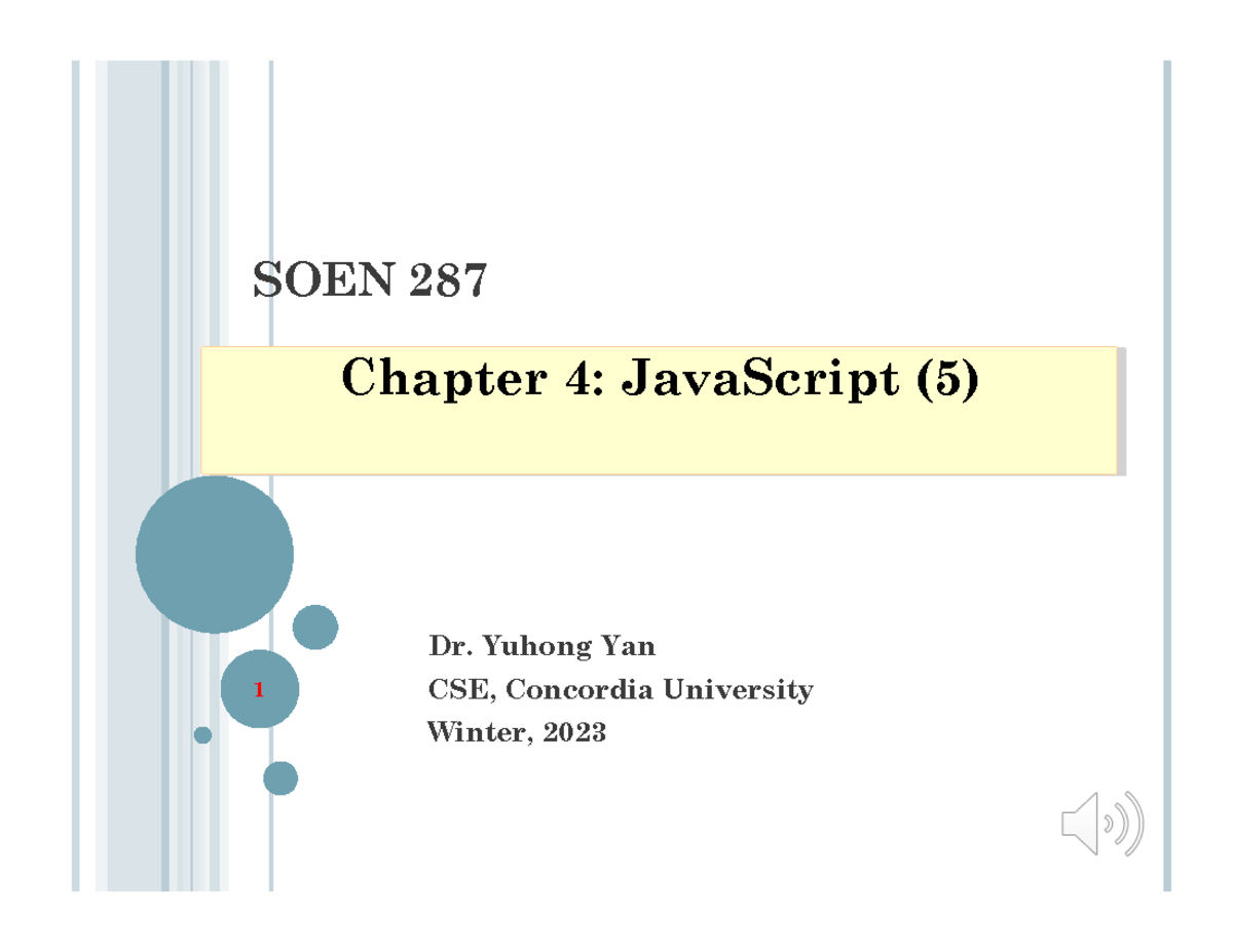 4 - JkhjDH - 1 SOEN 287 Dr. Yuhong Yan CSE, Concordia University Winter, 2023 Chapter 4 ...