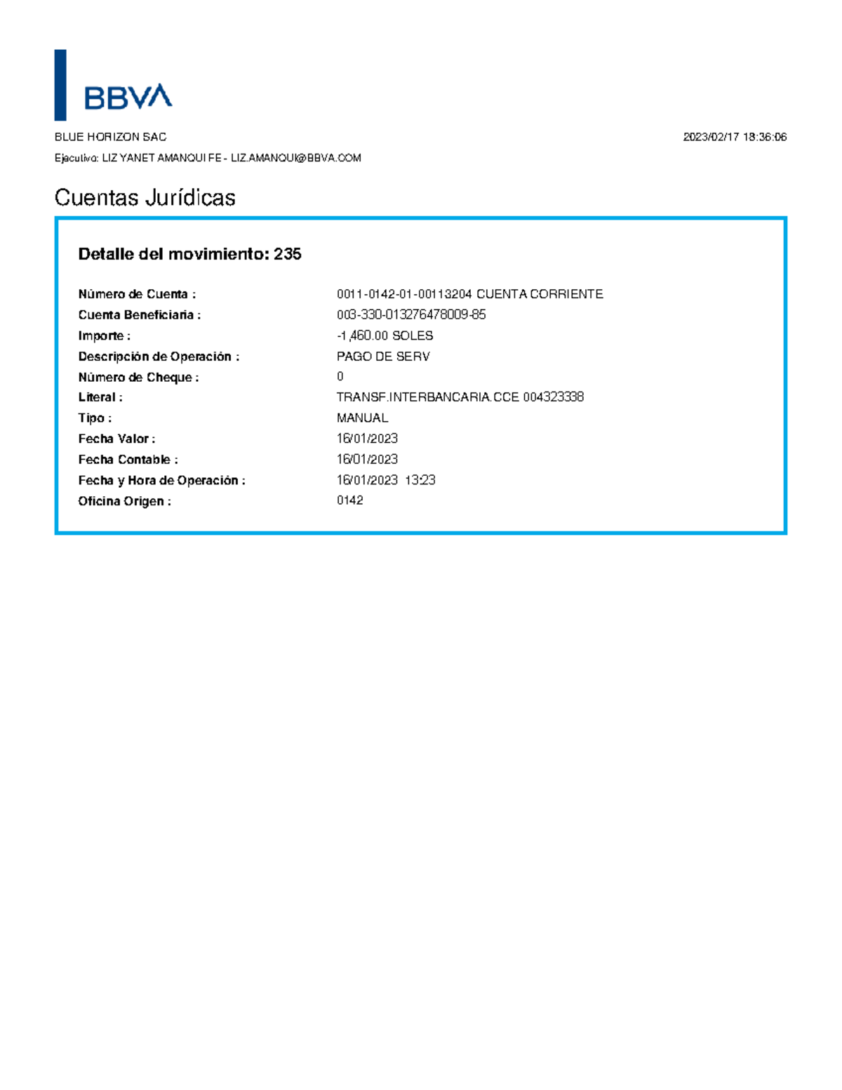 (BBVA) cuentas jurídicas (62) - BLUE HORIZON SAC 2023 /0 2 /1 7 18:36 ...