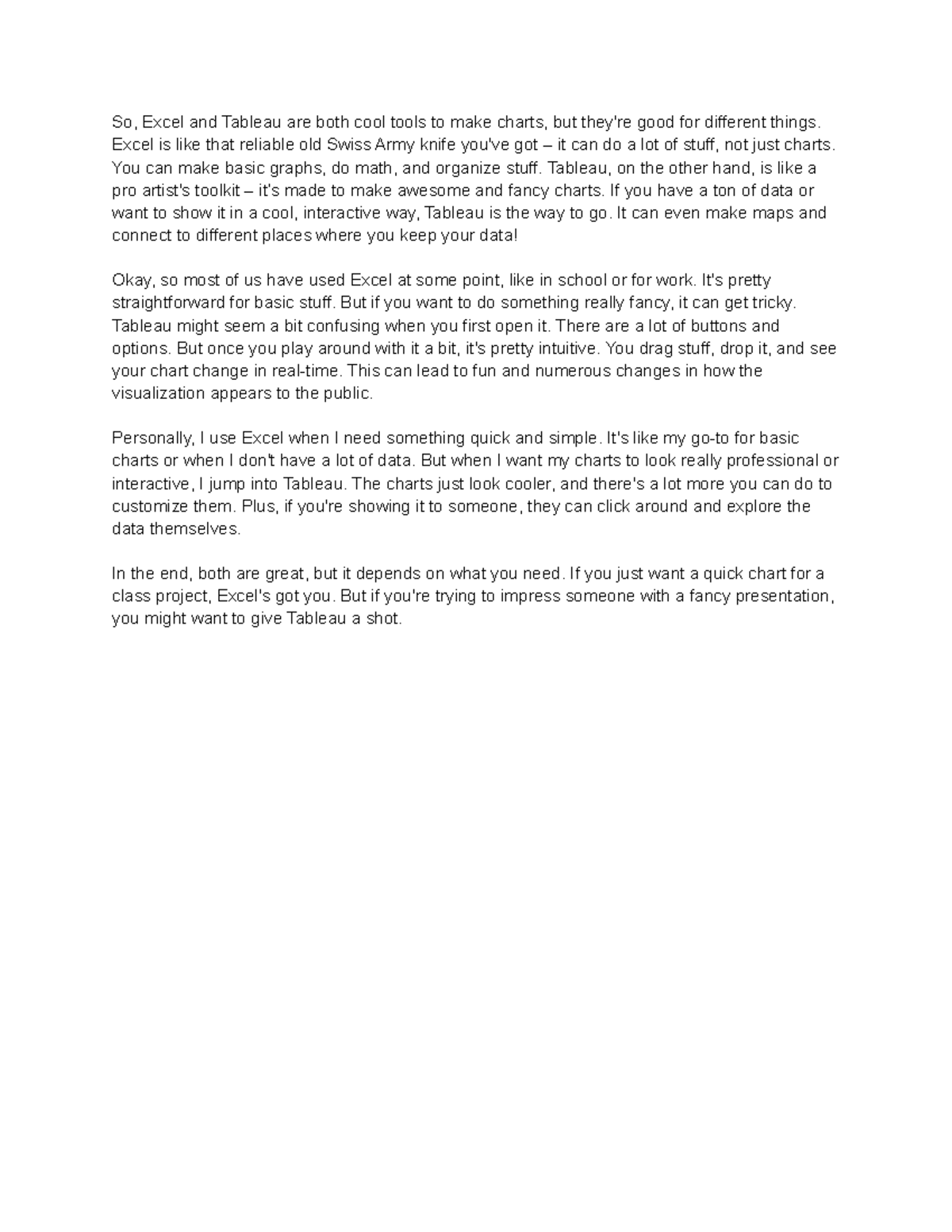 Coursera Business Analytics Assignment #2 - So, Excel and Tableau are ...