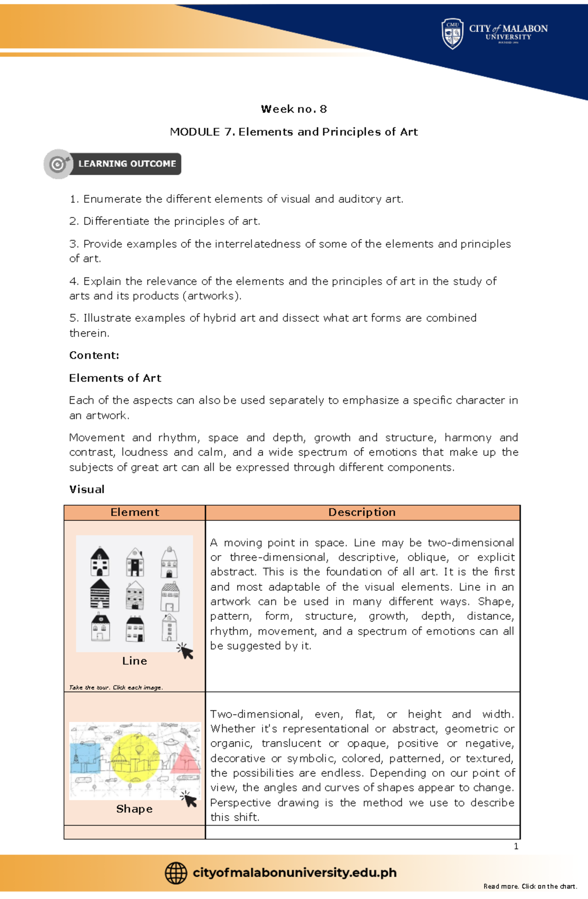 Week 7-Module 6 - Elements and Principles of Art - 1 Week no. 8 MODULE ...