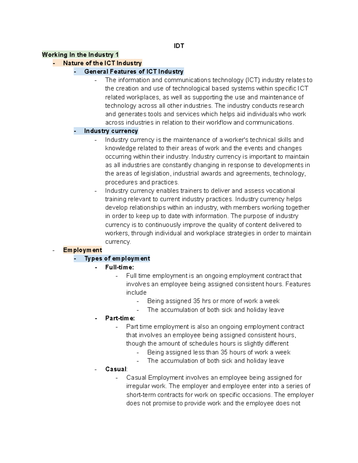 HSC Notes:IDT - IDt notes for all modules - IDT Working In the Industry ...