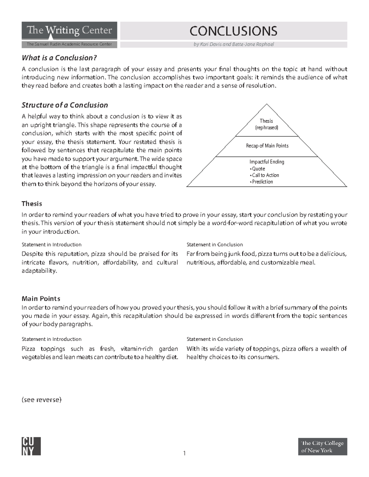 Conclusions - Freshman Composition - e Writing Center The Samuel Rudin ...