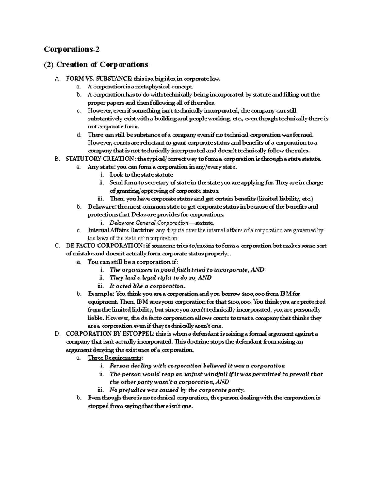Corporations-2 - corporations - Corporations- (2) Creation of ...