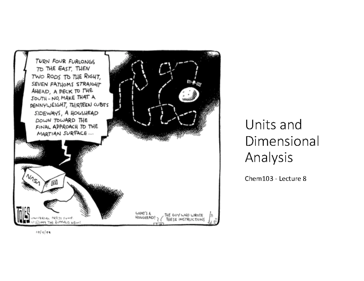 Lecture 8 Units Dim Ana Campus Offices - Units and Dimensional Analysis ...