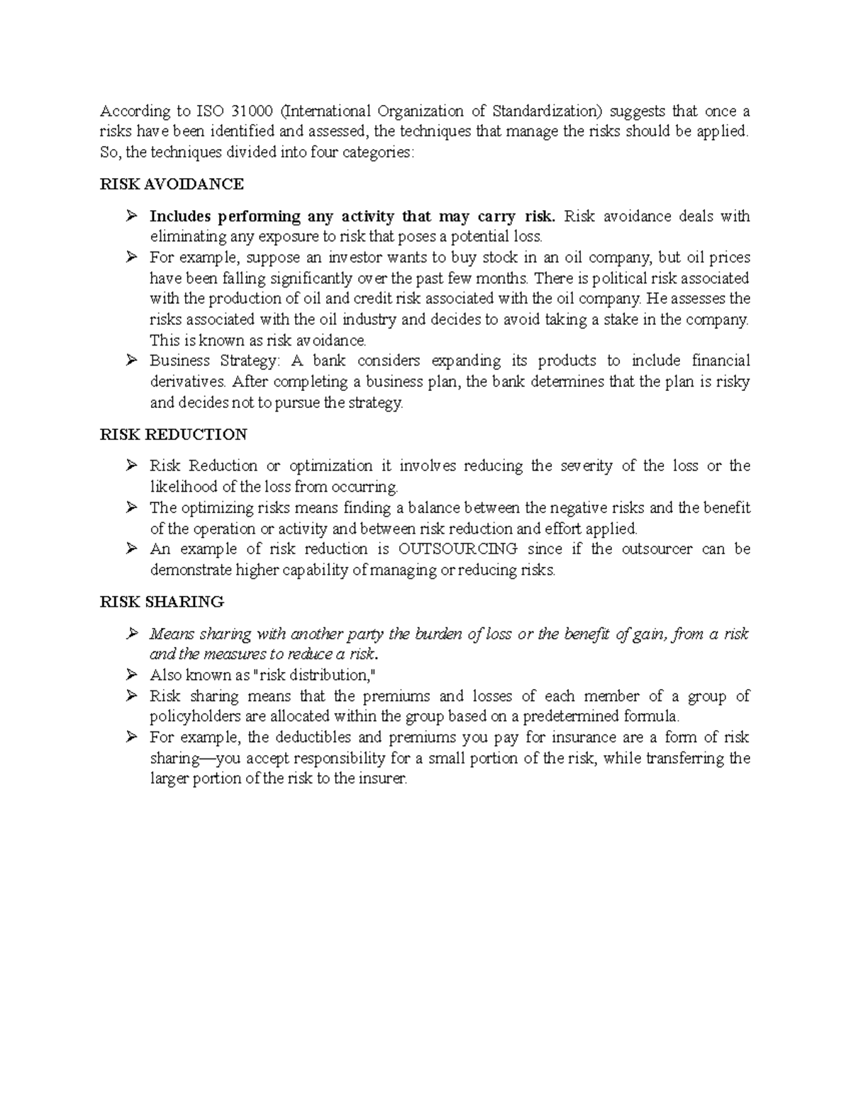 Potential RISK Treatments - According to ISO 31000 (International ...