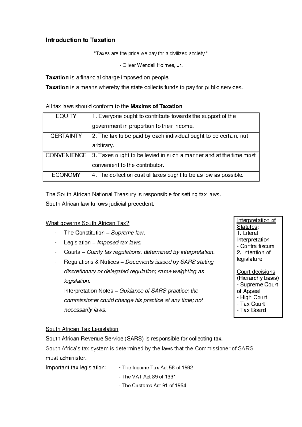 33 Module 1 - Introduction TO Taxation - Introduction to Taxation ...