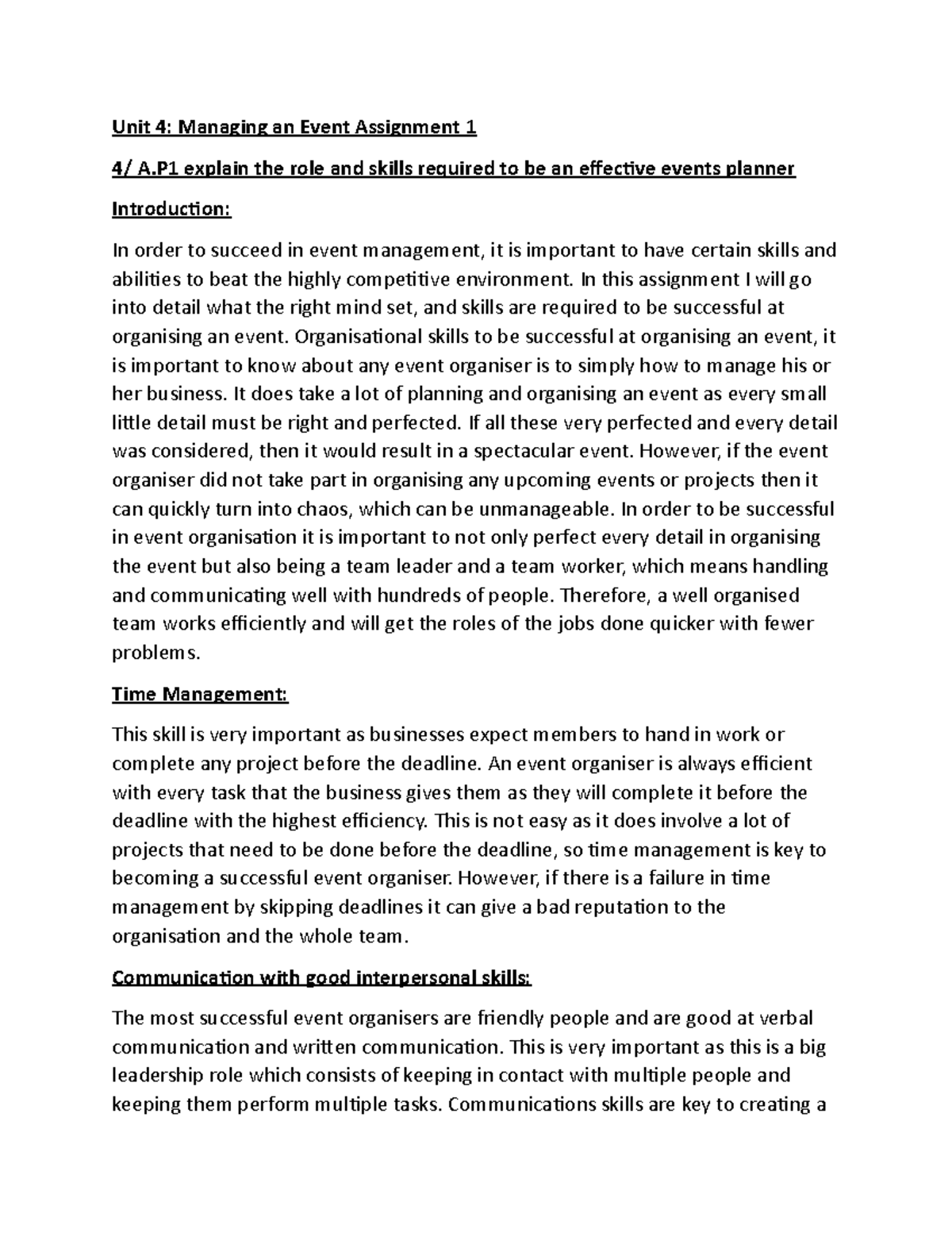 Unit 4 Assignment 1 P1,P2 - BUS5 - Studocu