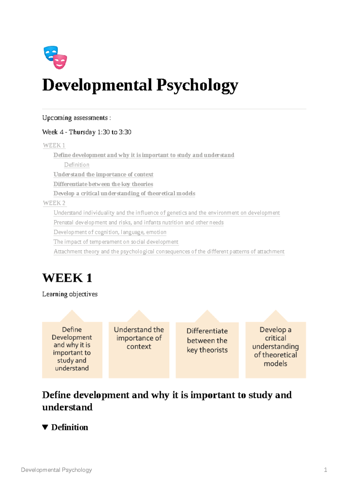 Developmental Psychology week 1 -2 - Developmental Psychology Upcoming ...