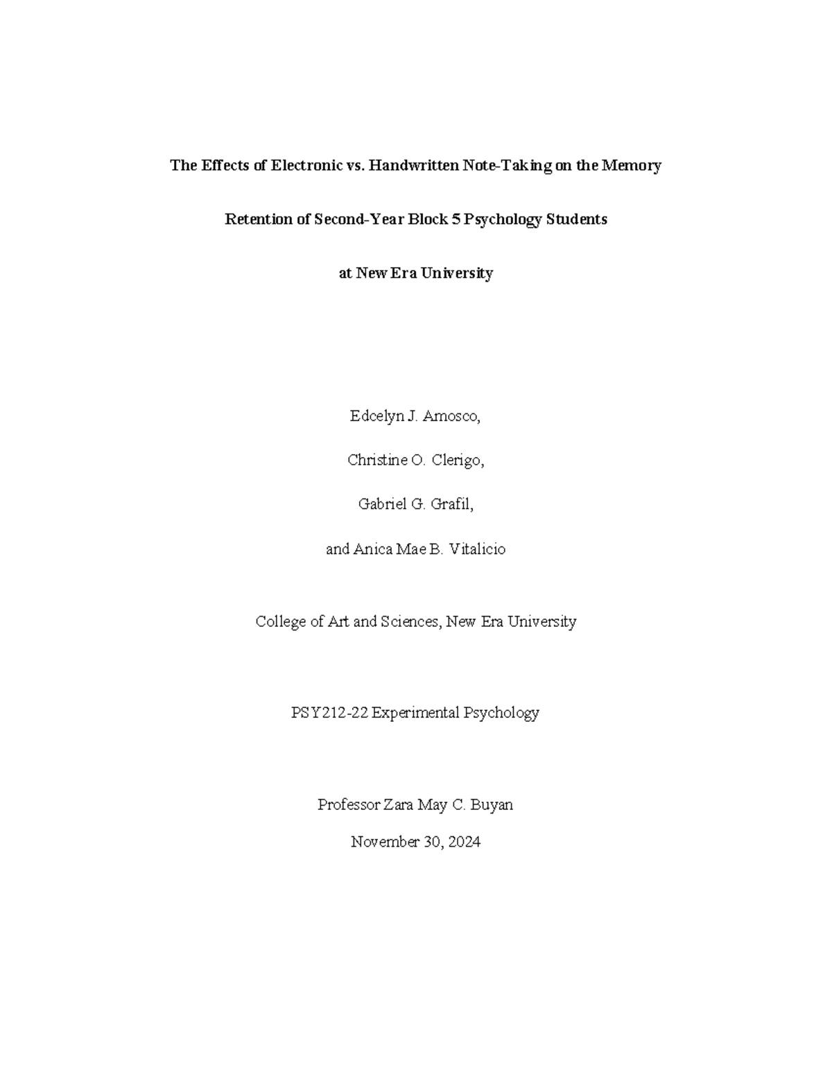 Amosco Project - Research - The Effects of Electronic vs. Handwritten ...