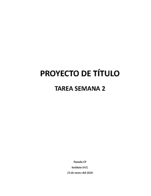 Plantilla de evaluacion desarrollo tarea semana 1 Proyecto de Titulo - PROYECTO DE TITULO ...