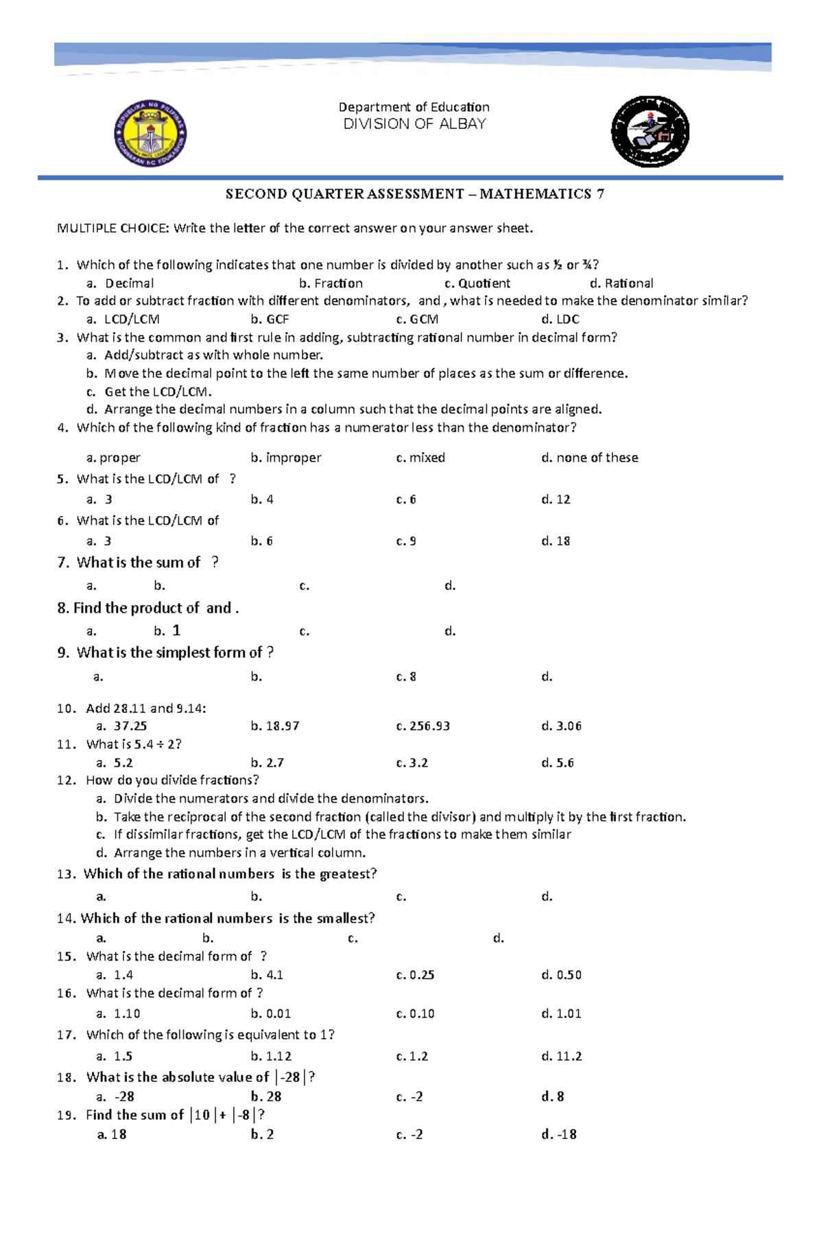 441874870 2ND Periodical TEST math 7 docx - Department of Education ...