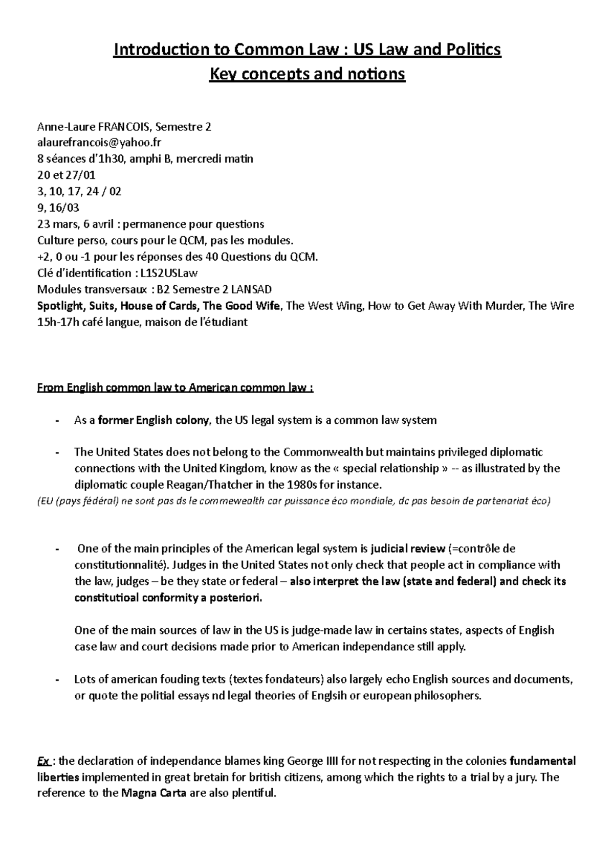 CM Common 2 - Introduction to Common Law : US Law and Politics Key ...
