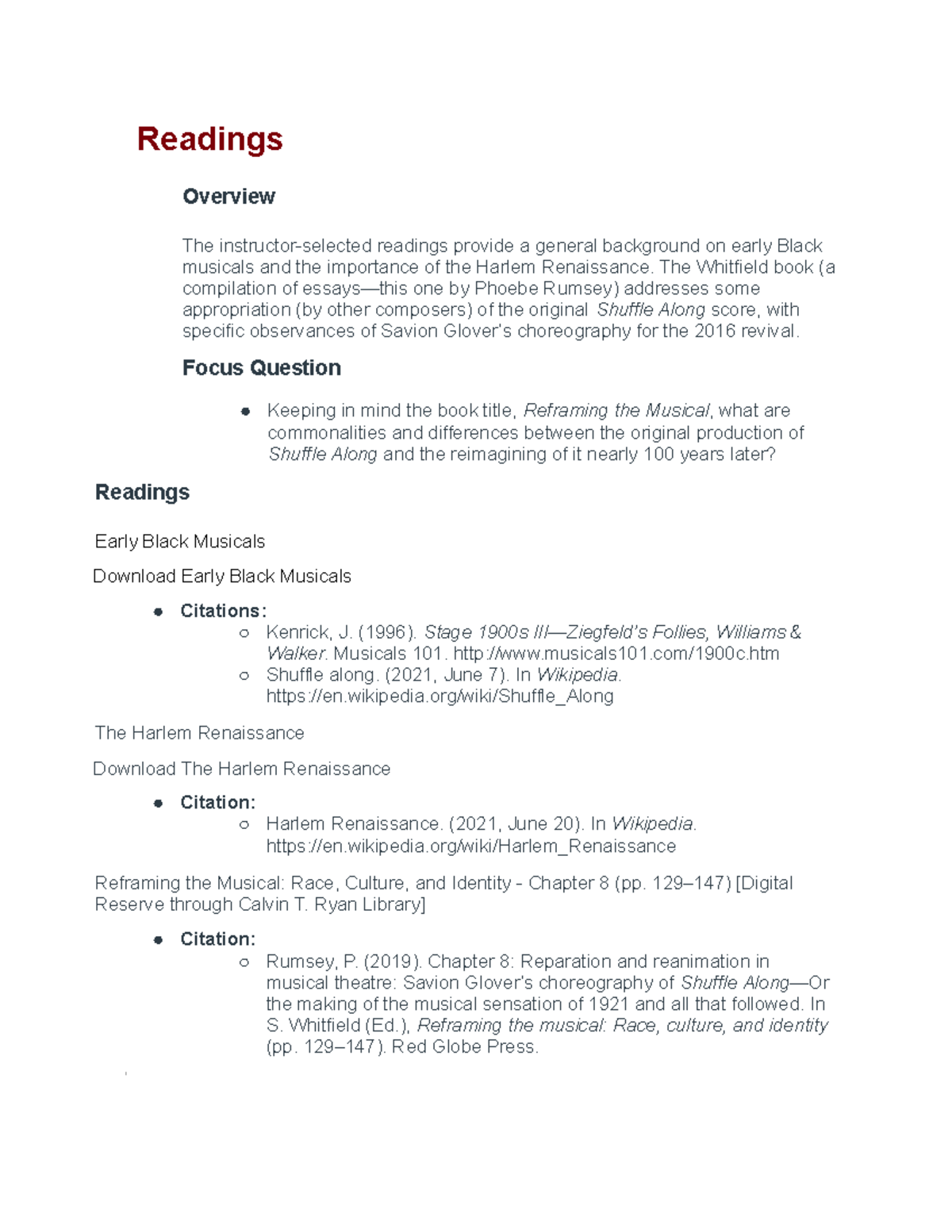 Module 1 Week 4 Resources - Readings Overview The instructor-selected ...