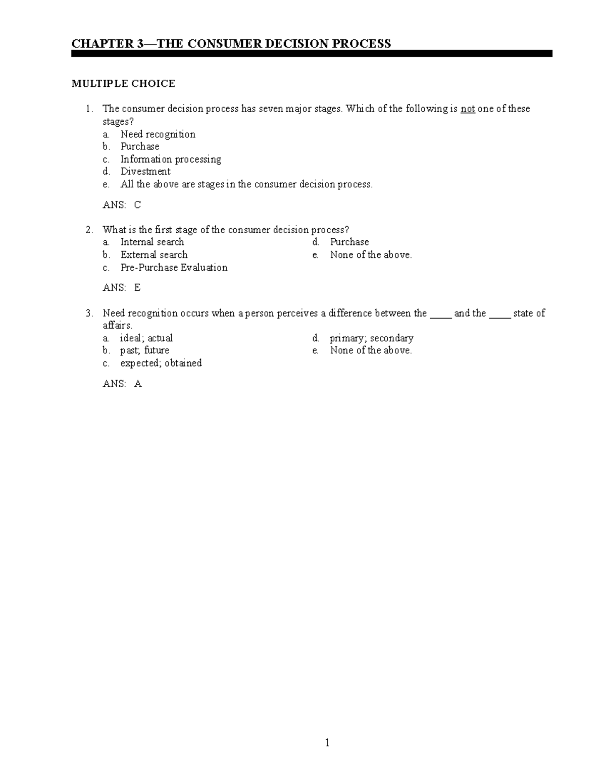 Final EXAM Cog.Map.Pool Items Chs - CHAPTER 3—THE CONSUMER DECISION ...