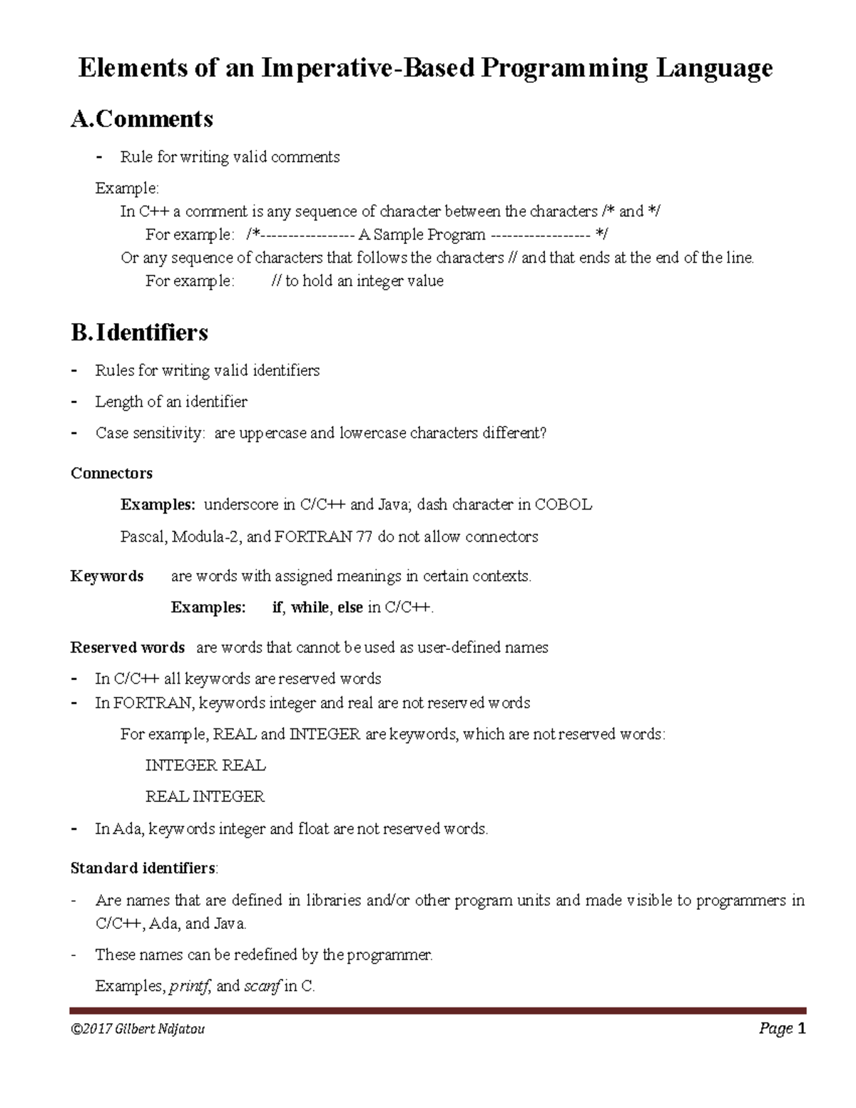 CS3820 Elements of IBPL - Elements of an Imperative-Based Programming ...