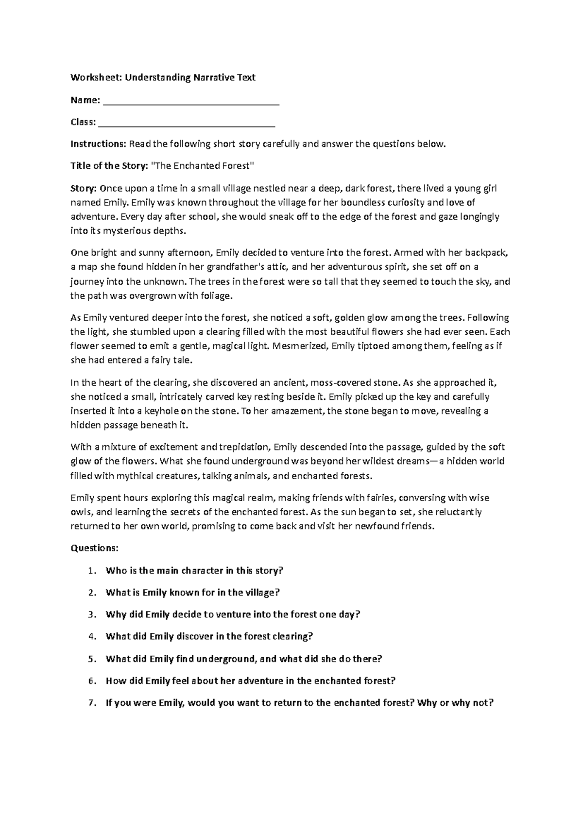 Worksheet narative - VERY GOOD - Worksheet: Understanding Narrative ...