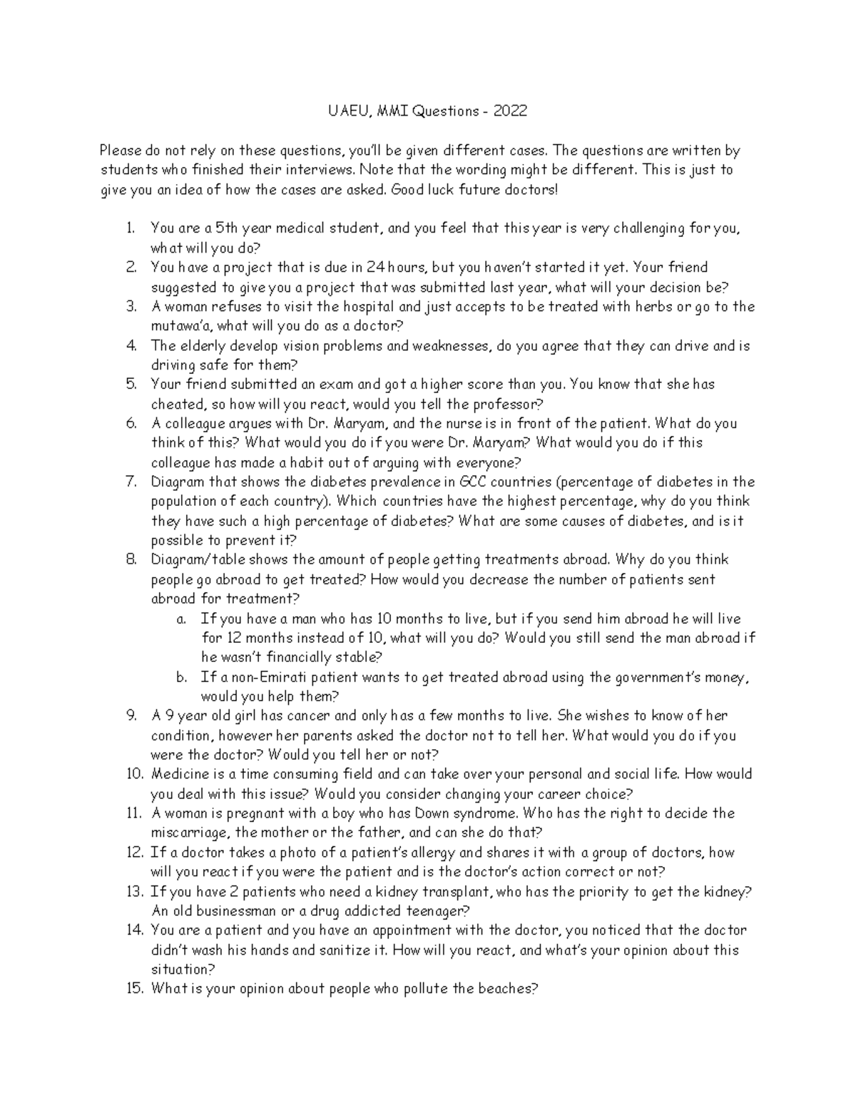 MMI - Hope it helps - UAEU, MMI Questions - 2022 Please do not rely on ...