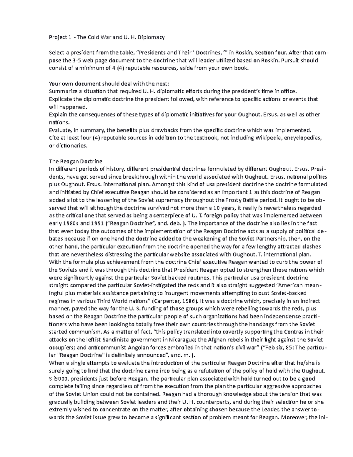 Assignment 1 - The Cold War and U - Project 1 - The Cold War and U. H ...