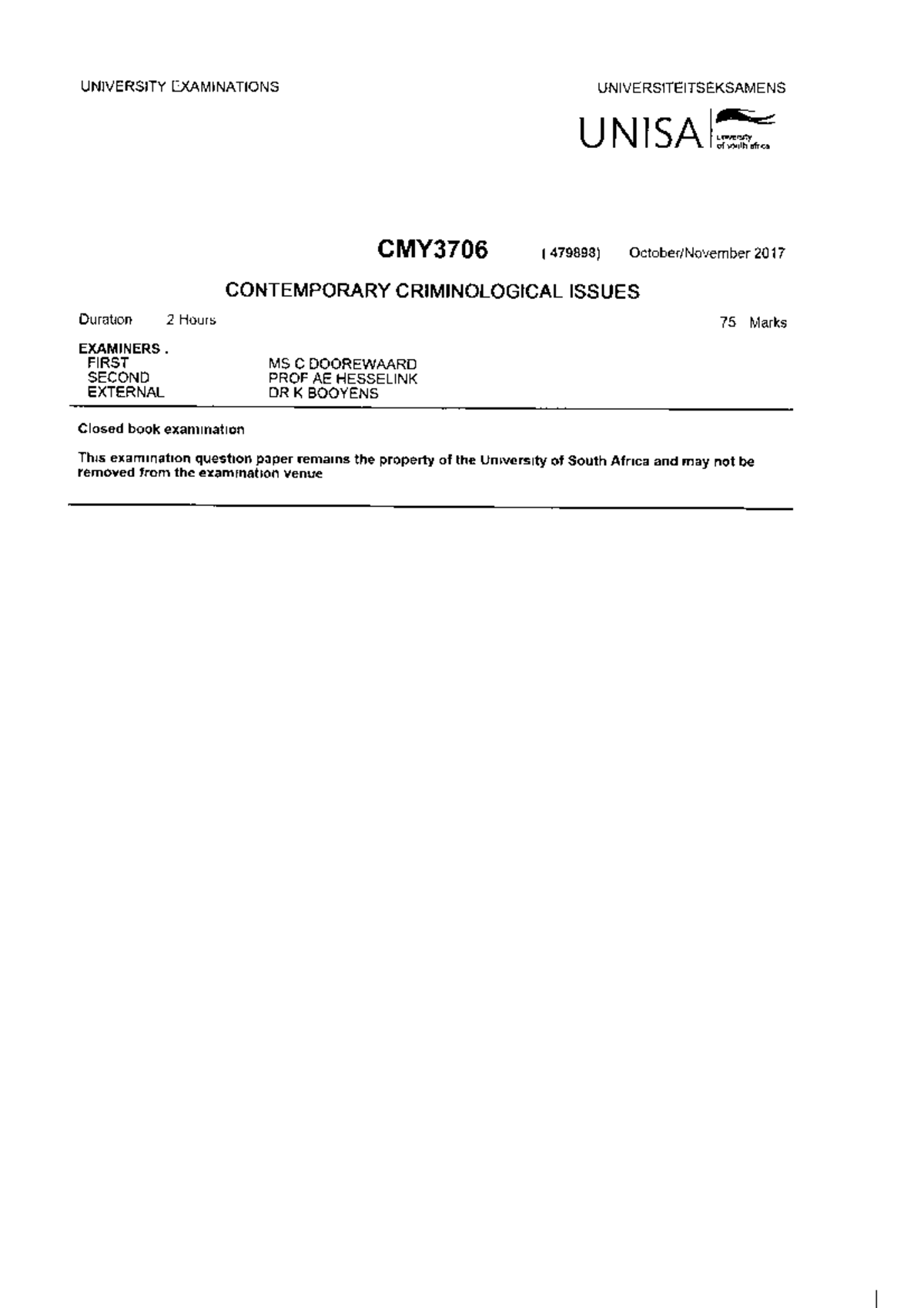 CMY3706-2017-10-E-1 - notes - CMY1501 - Unisa - Studocu