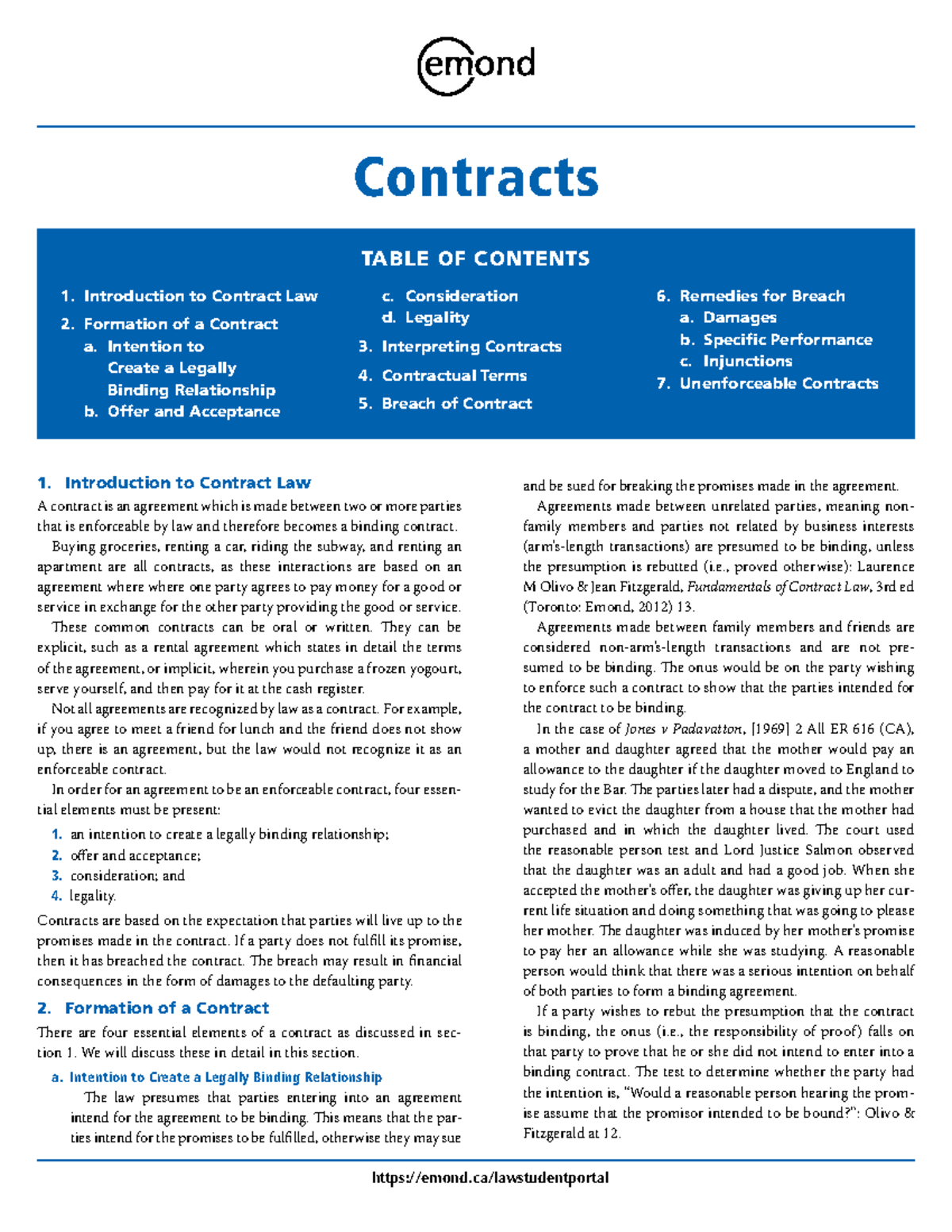 Summary of Canadian Contracts Law - Contracts 1. Introduction to ...