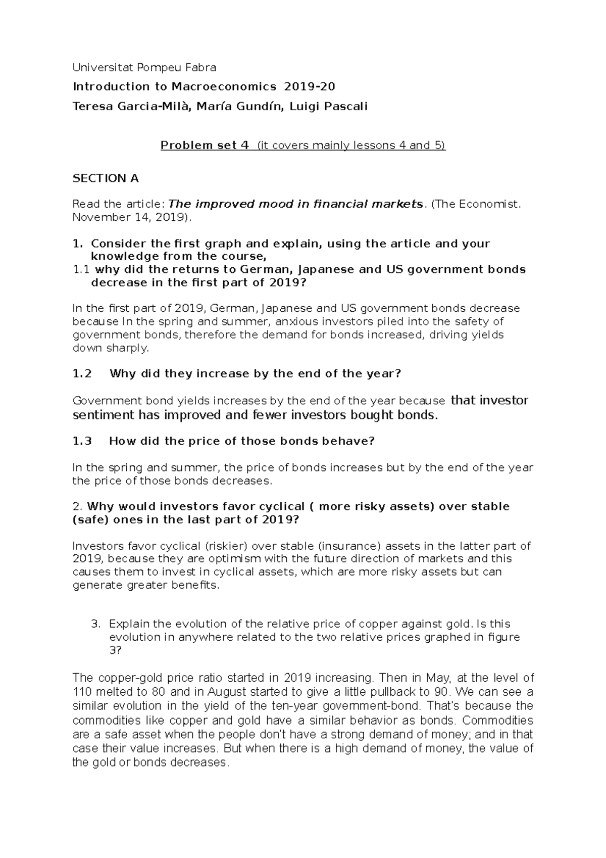 PS4 2020 Completo - SEMINARIO 4 - Universitat Pompeu Fabra Introduction to Macroeconomics 2019 ...