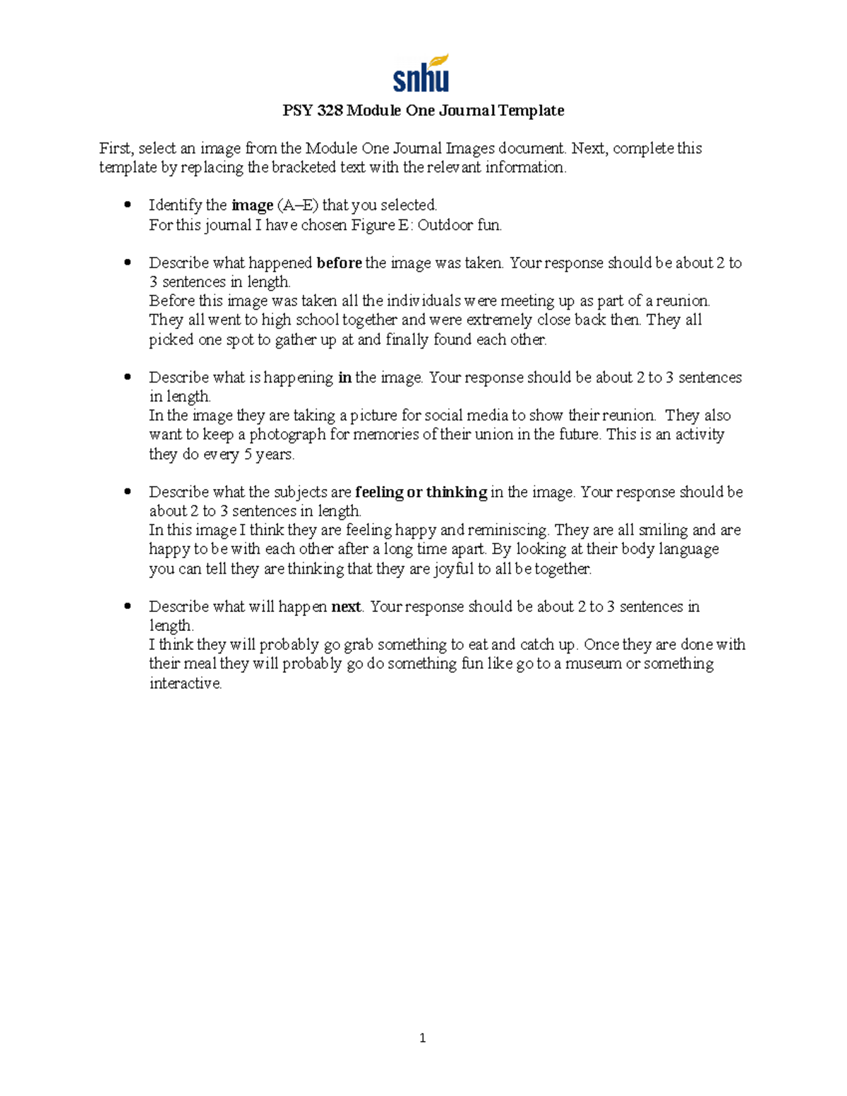 PSY 328 Module One Journal - Next, complete this template by replacing ...