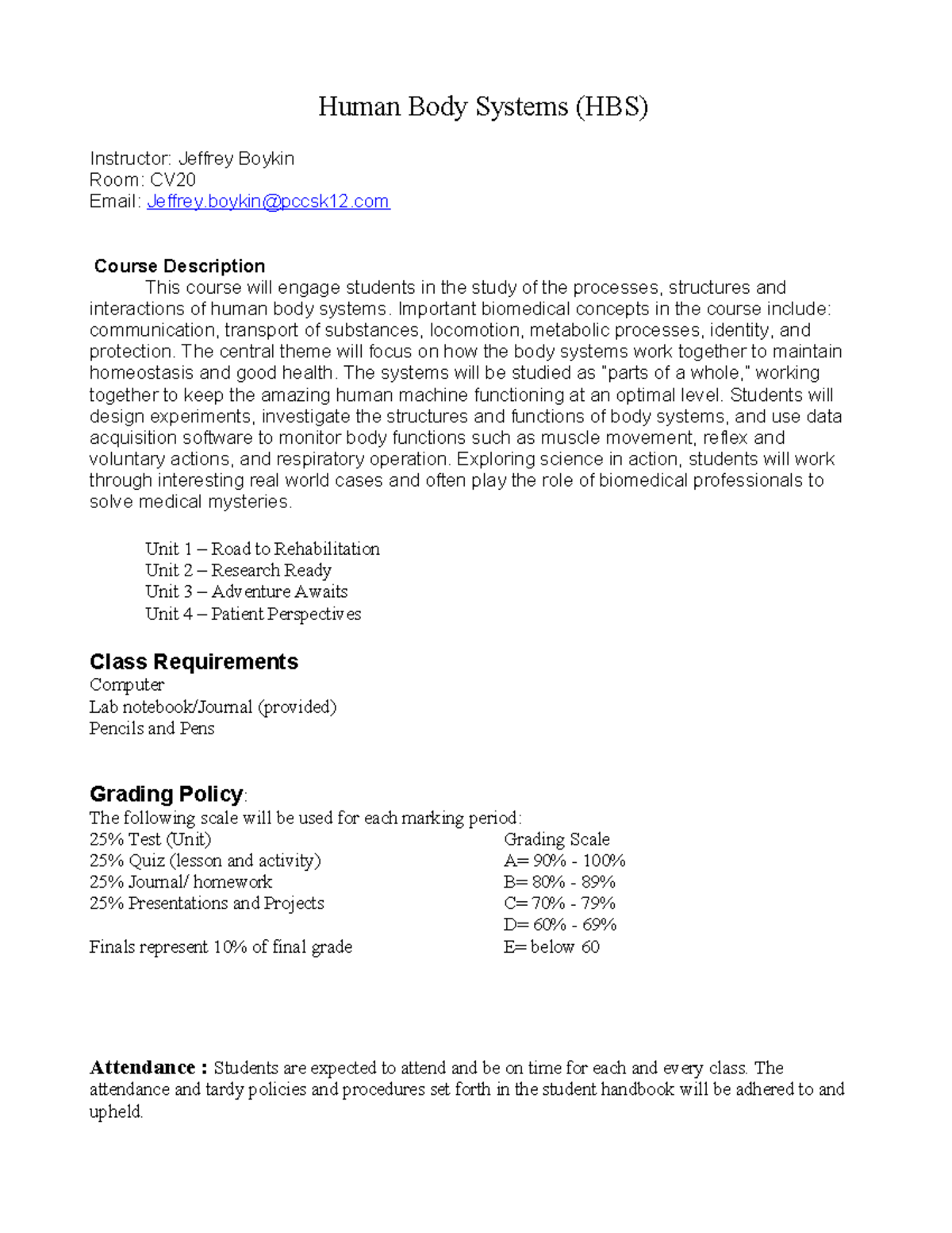 Copy of HBS Syllabus 2023 - Human Body Systems (HBS) Instructor ...